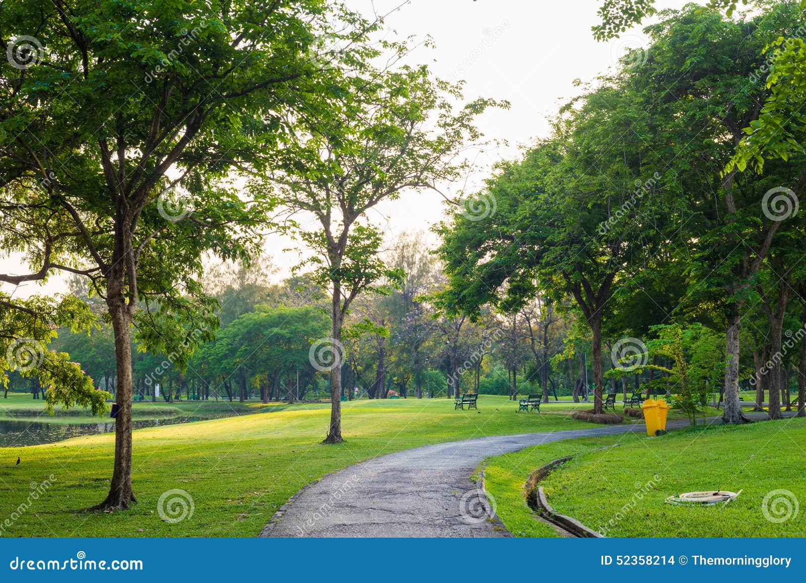 Paved Path Curving through the Park. Peaceful Pathway. Stock Photo ...