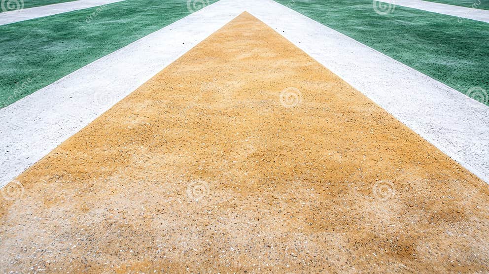 Paved Path through Grassy Field Stock Illustration - Illustration of ...