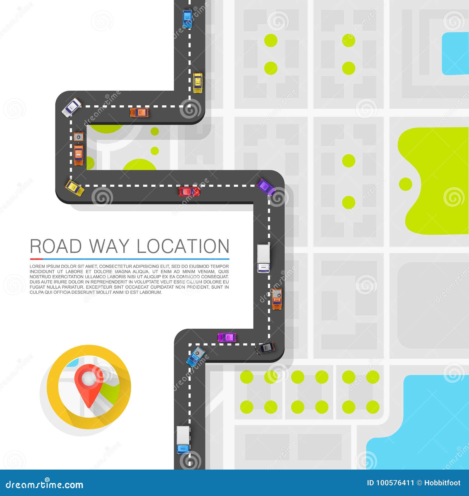 Paved Path On The Road, Curved Road Markings. Cartoon Vector ...