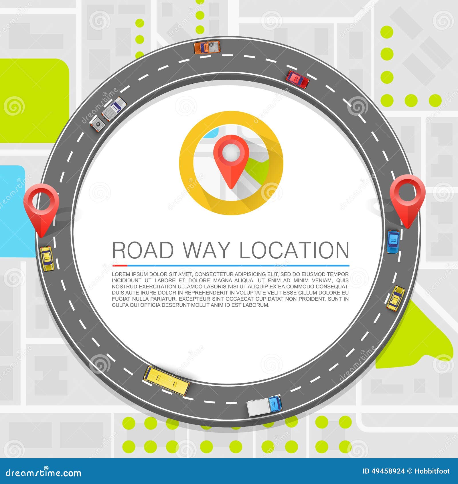 Paved Path On The Road, Curved Road Markings. Cartoon Vector ...