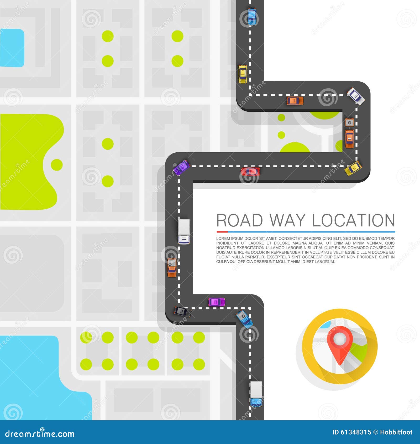 Paved Path On The Road, Curved Road Markings. Cartoon Vector ...