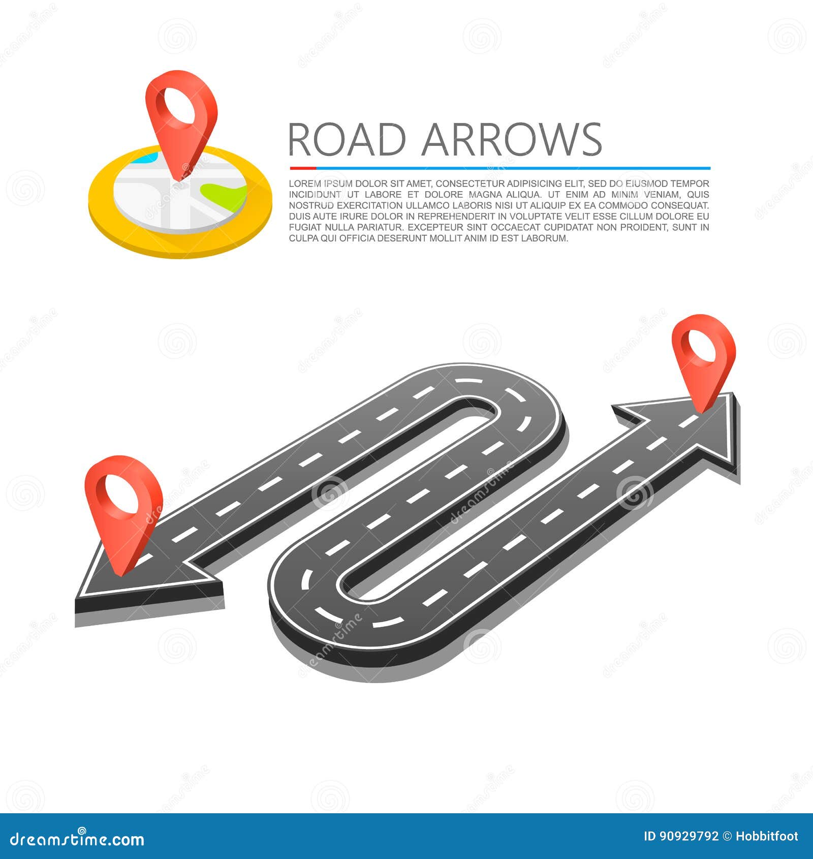 Paved Path on the Road, Road Arrow Location, Vector Background Stock ...