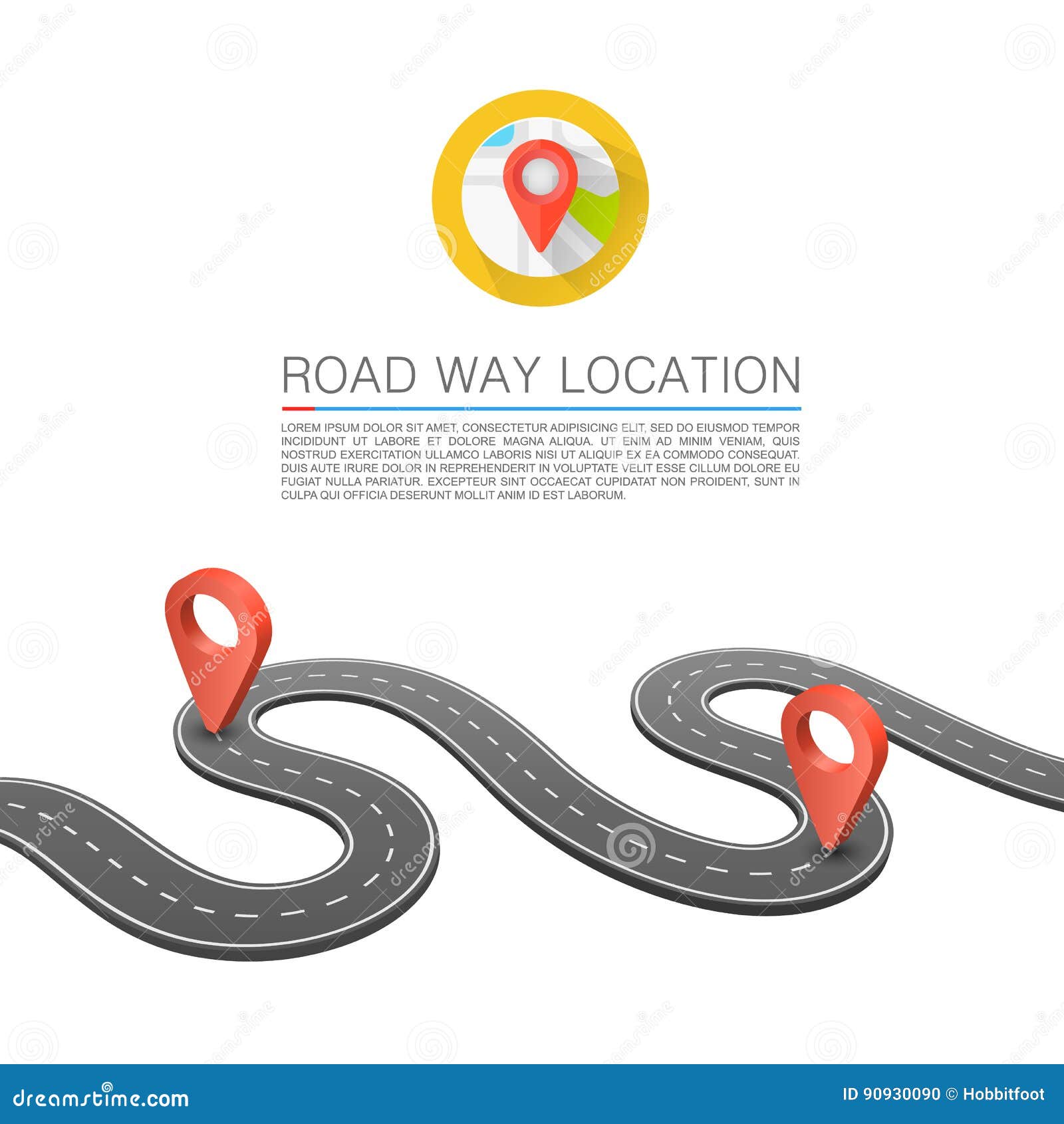 Paved Path on the Road, Road Way Location, Vector Background, Curved ...