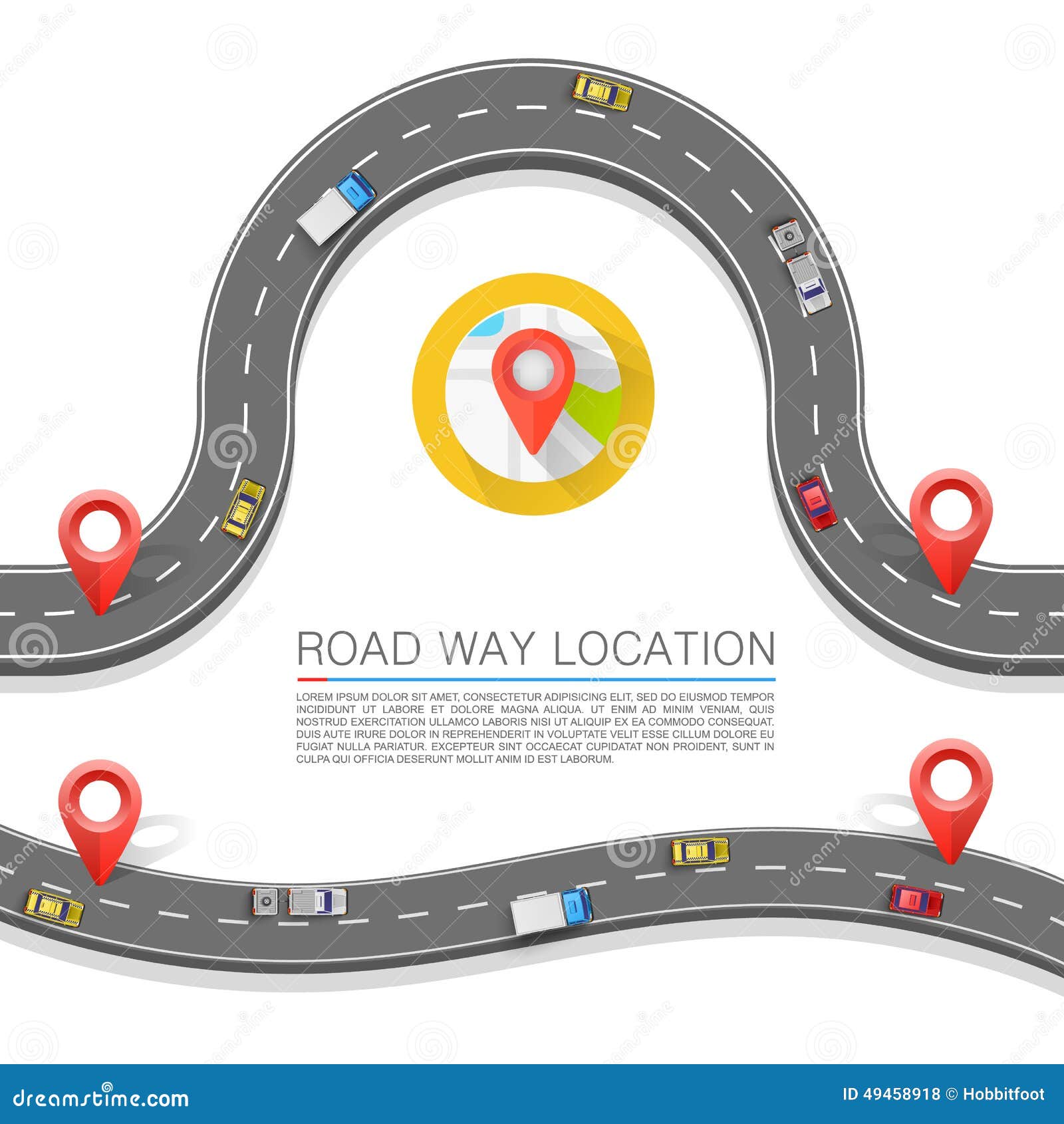 Paved Path On The Road, Curved Road Markings. Cartoon Vector ...