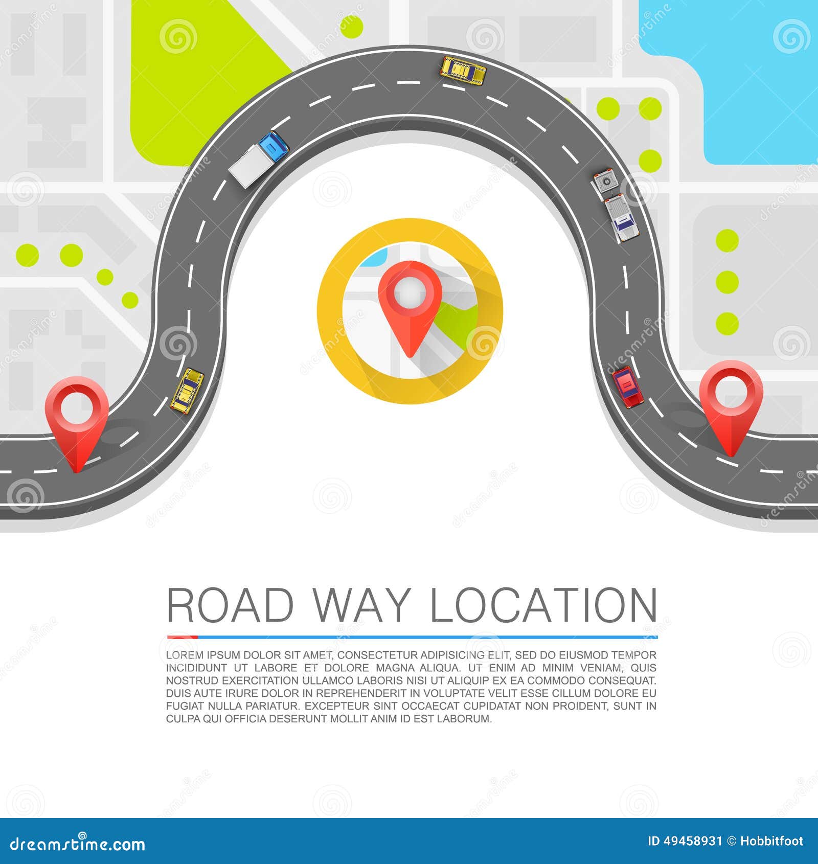 Paved Path On The Road, Curved Road Markings. Cartoon Vector ...