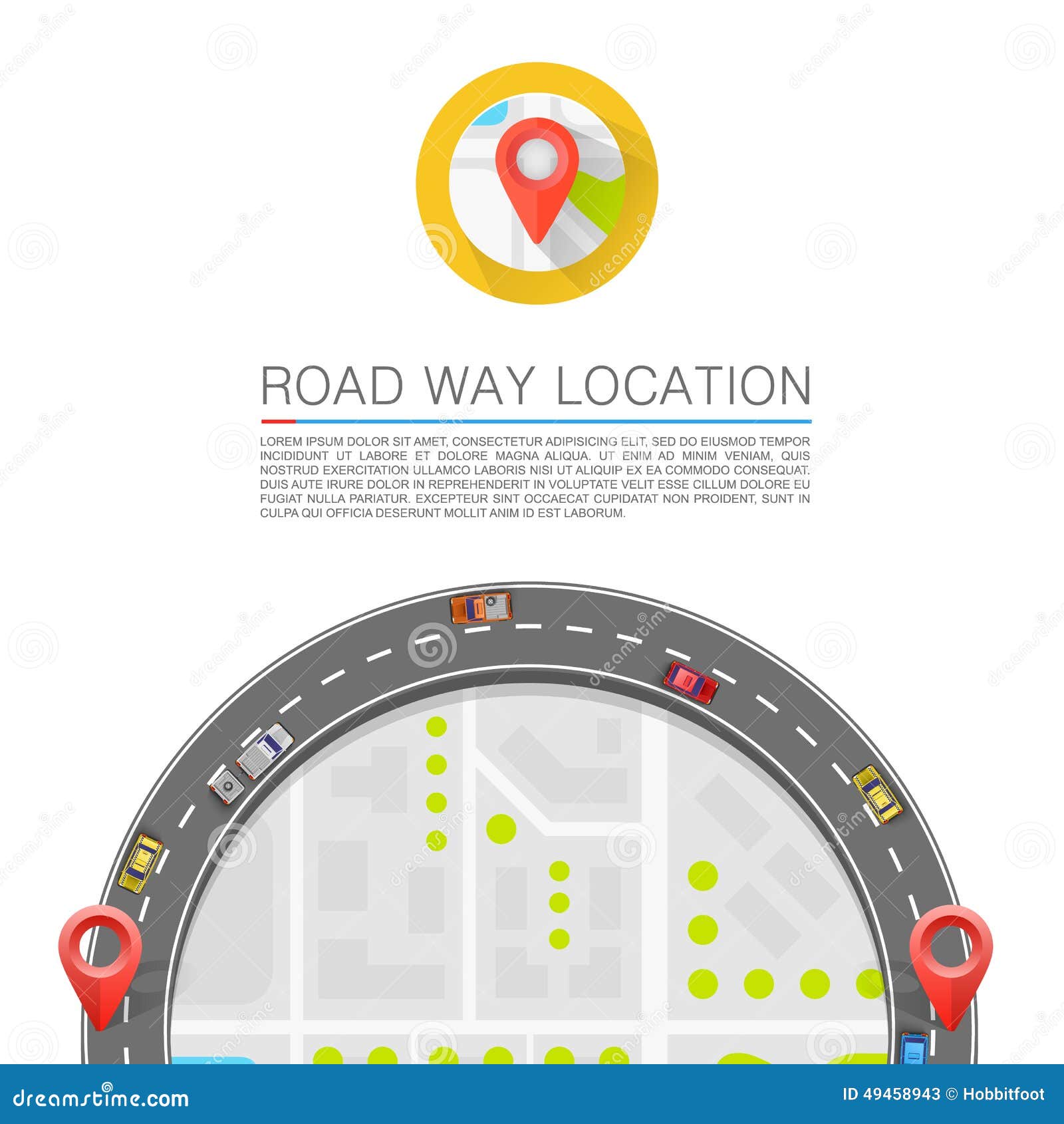Paved Path On The Road, Curved Road Markings. Cartoon Vector ...