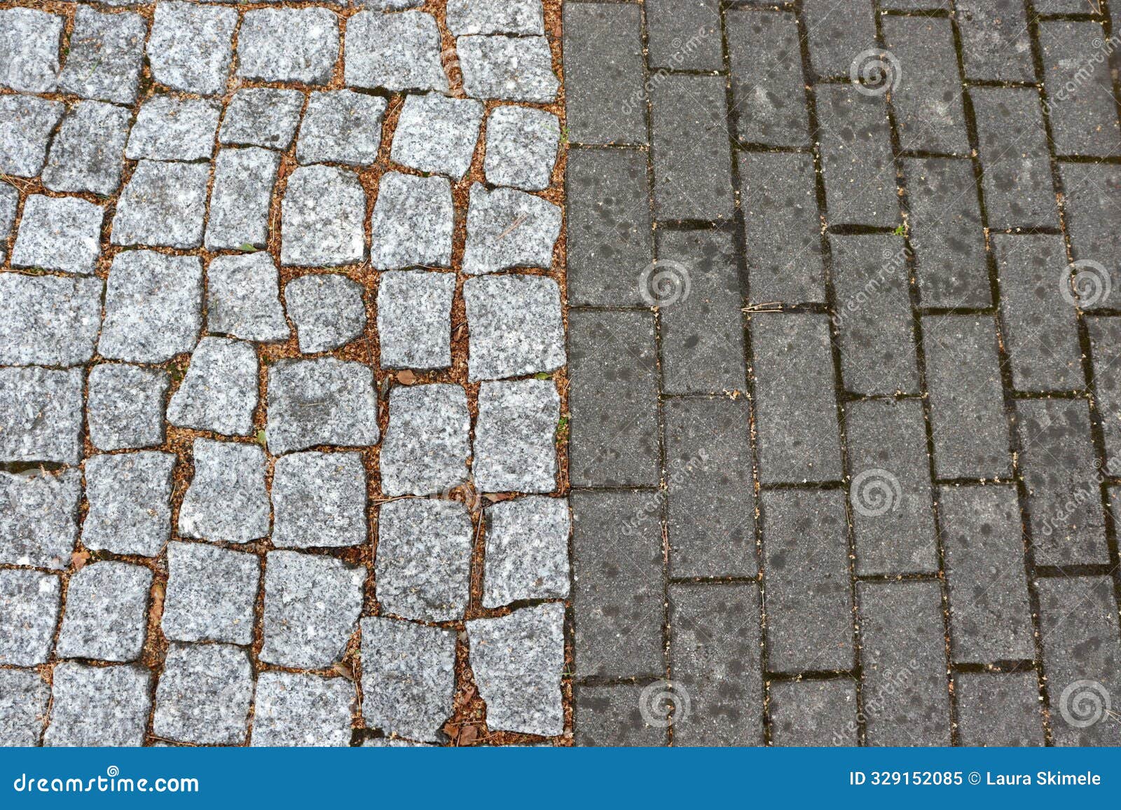 Paved Pathway in Two Different Styles Stock Image - Image of rock ...