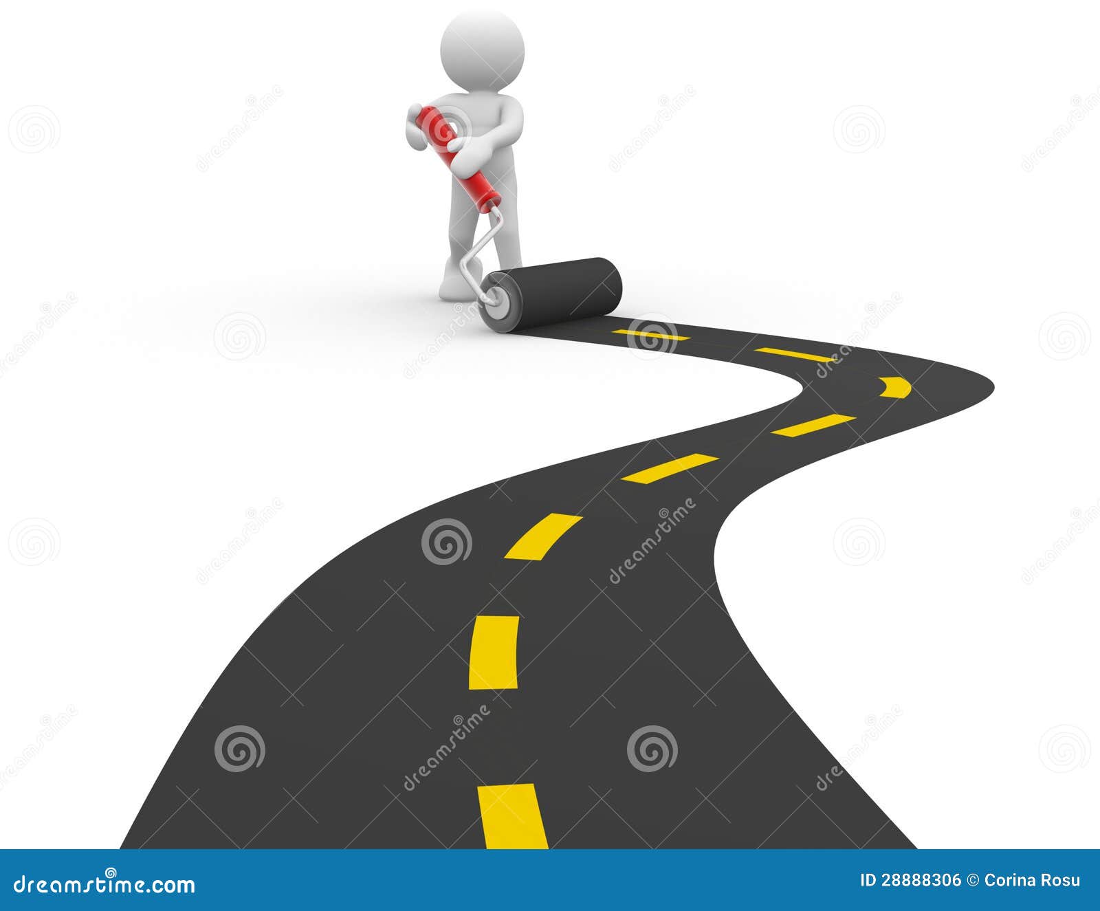 Paved Road Isolated On White Background Royalty-Free Cartoon ...