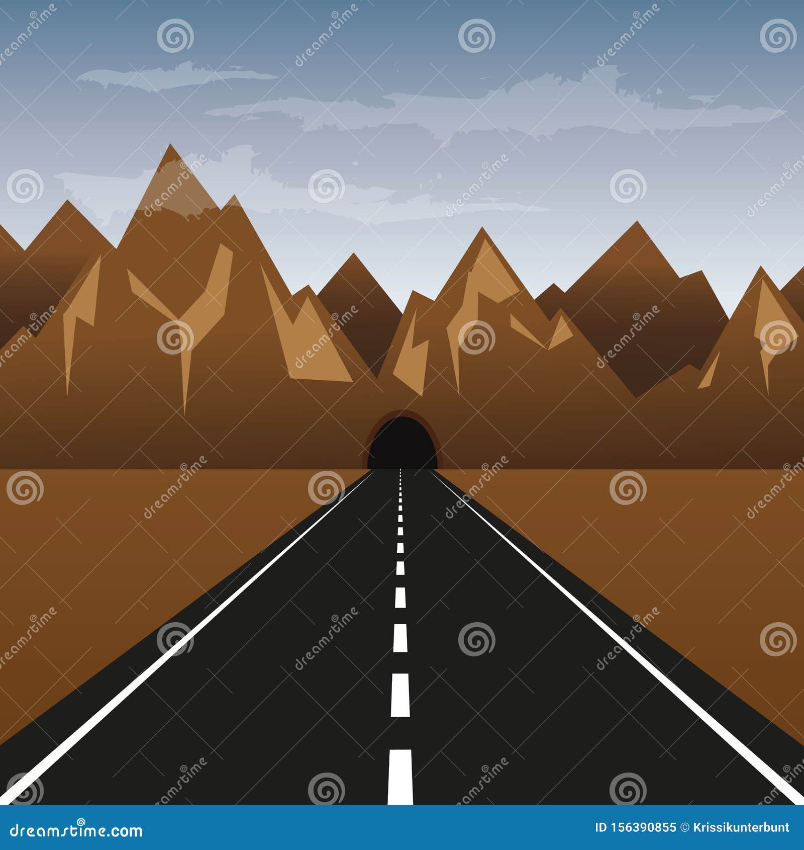 Paved Road Isolated On White Background Royalty-Free Cartoon ...