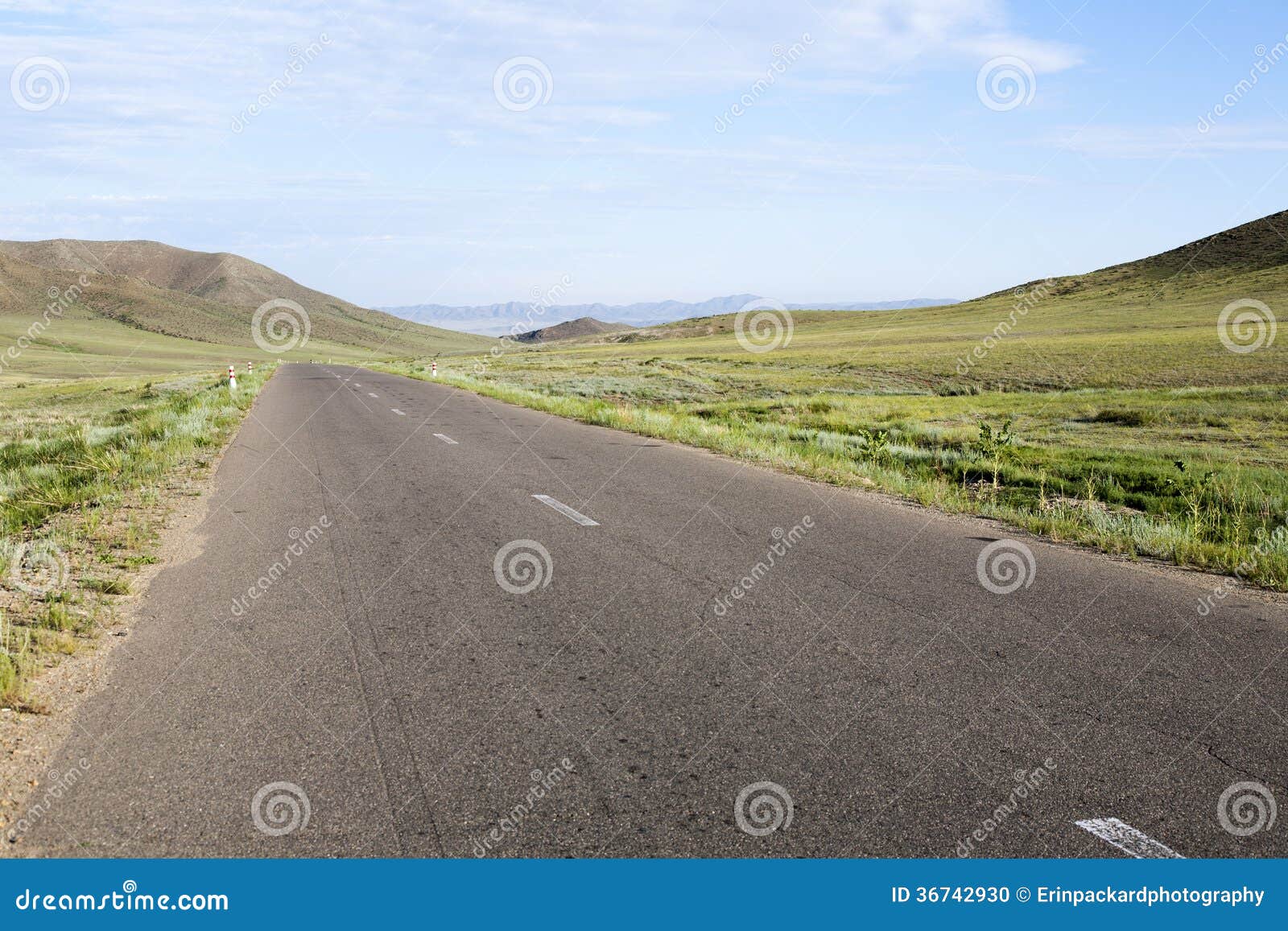 Paved Road through Mongolian Steppes Stock Photo - Image of distance ...