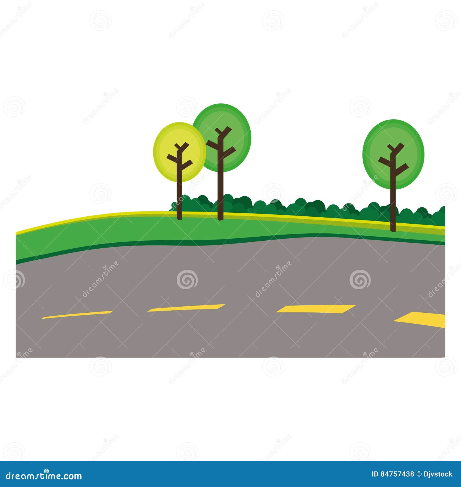 Paved Road with Trees on the Roadside Icon Image Stock Illustration ...