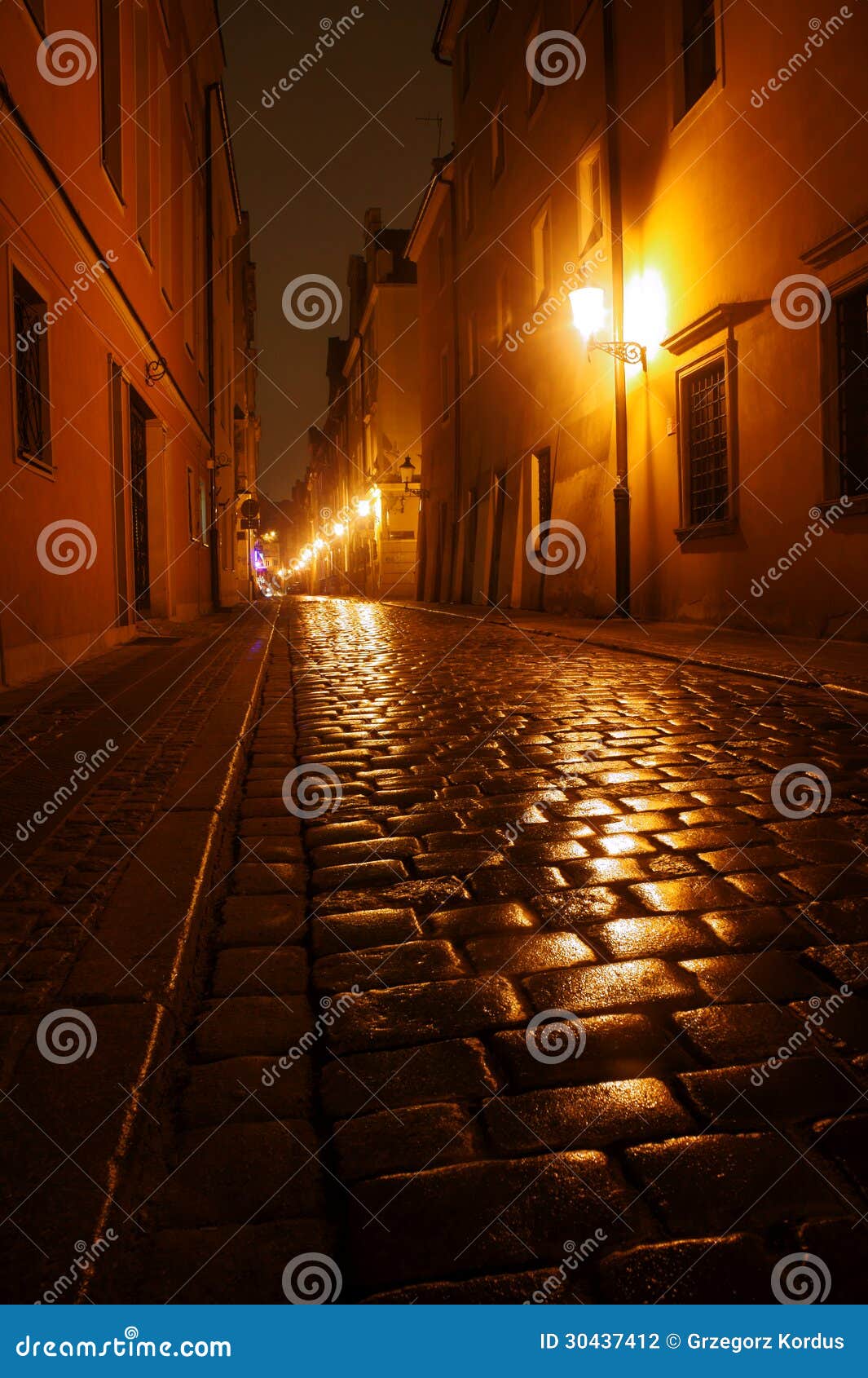 Paved Street after the Rain Stock Photo - Image of door, lighting: 30437412