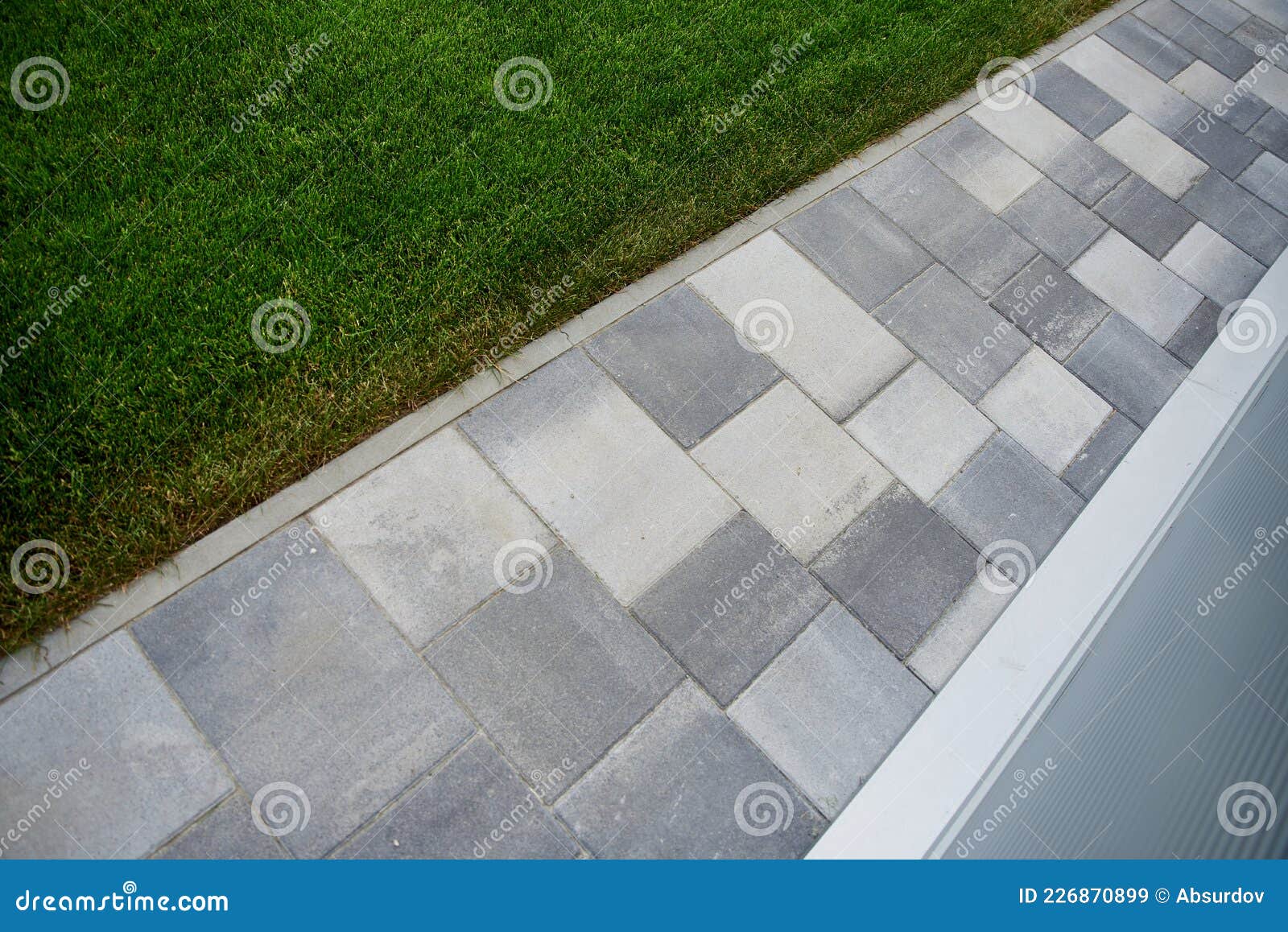 Paved Walkway Sidewalk Around the House Stock Image - Image of green ...
