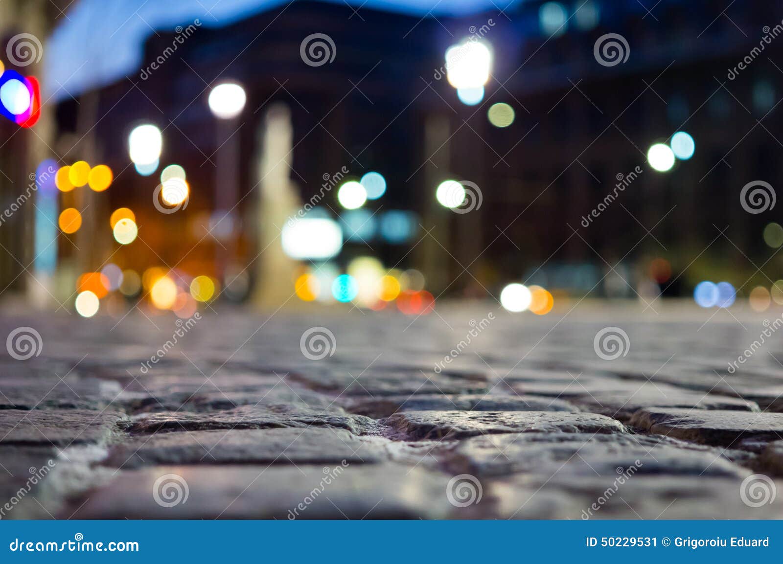 Pavement and Blurred City Light during Night Time Stock Image - Image ...