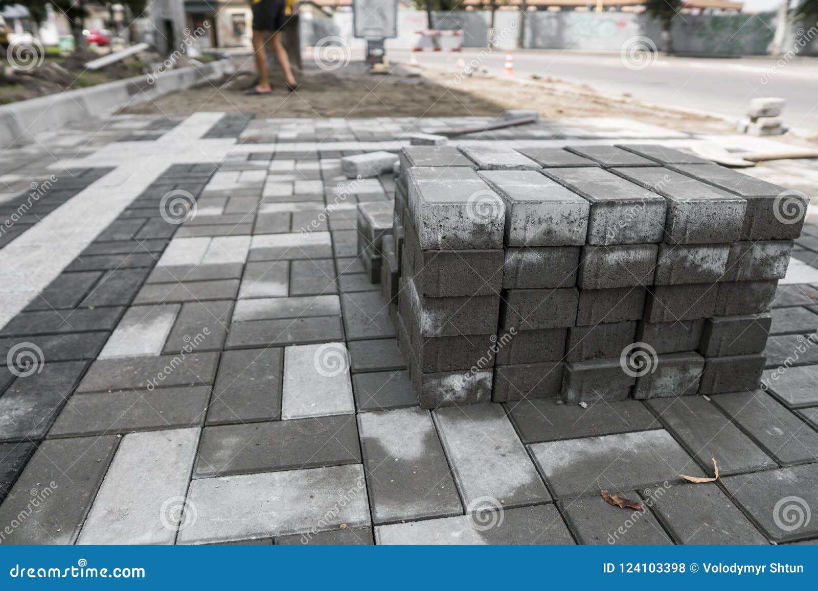 Gray Square Paved With Small Square Corners And Gray Rectangles ...