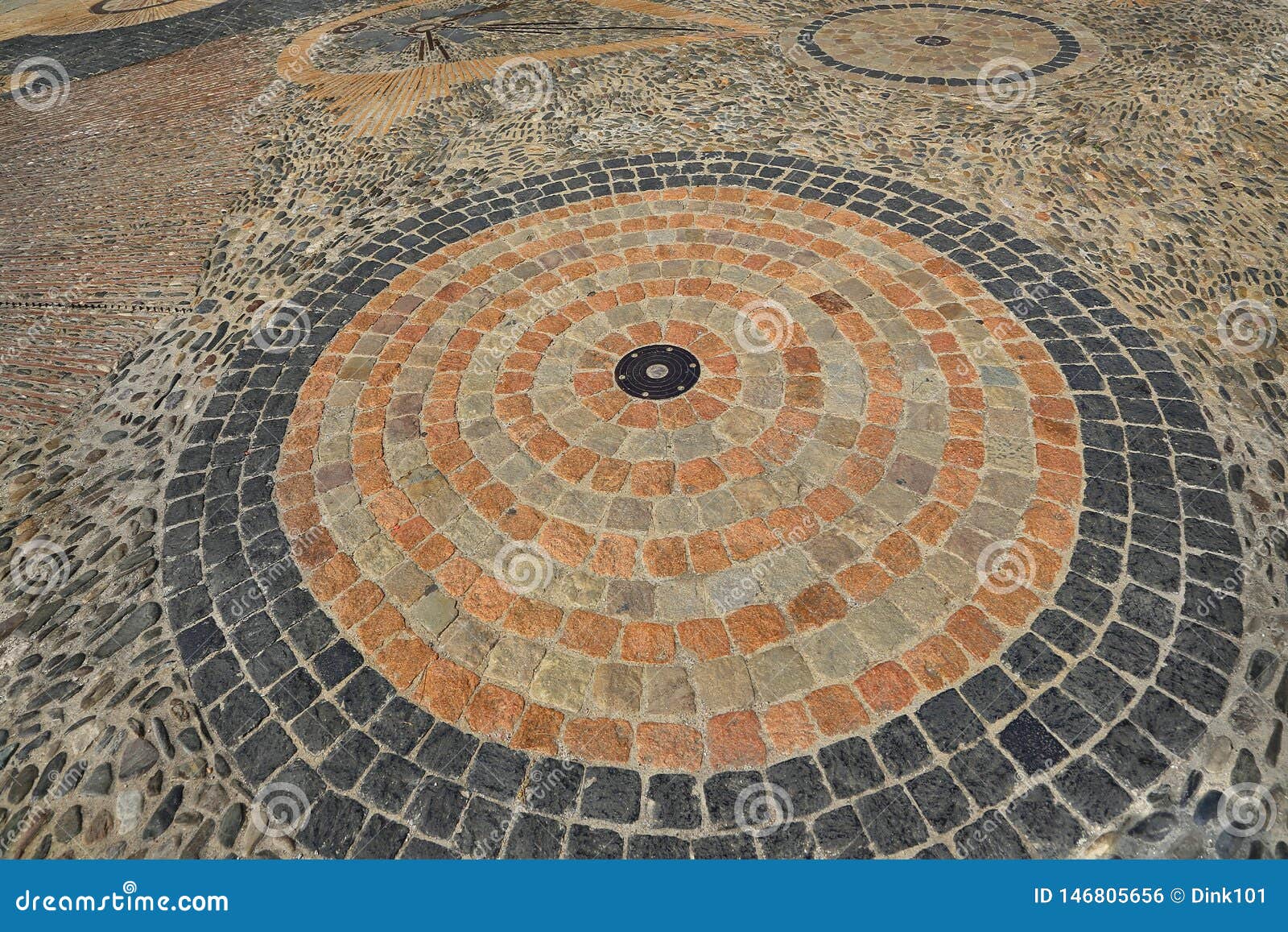 Pavement With Concentric Pattern. Patterned Floor Walkway In The Park ...