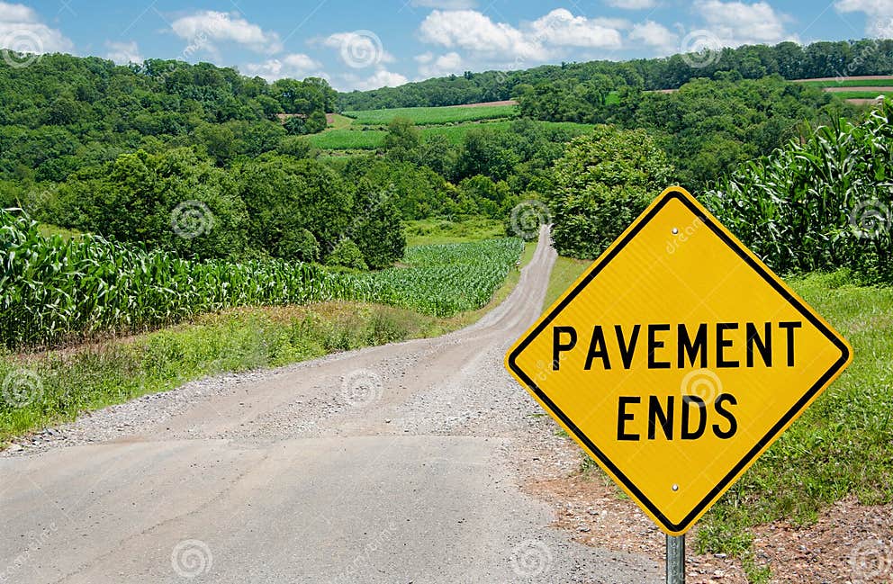 Pavement Ends Sign stock photo. Image of notice, fields - 37745420