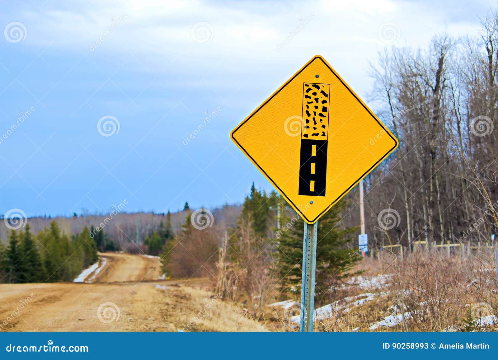 Pavement Ends Warning Road Sign Royalty-Free Stock Photo ...