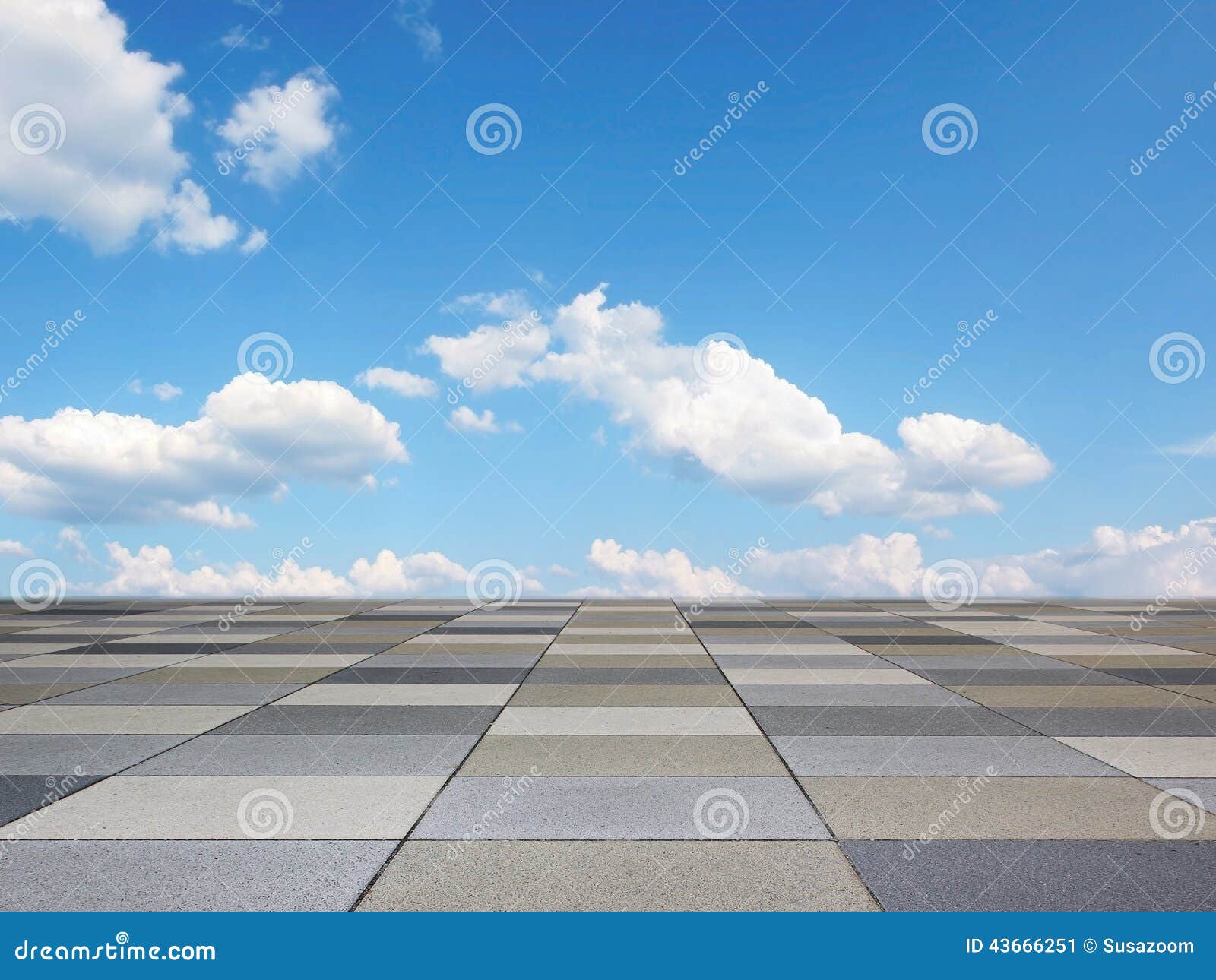 Pavement Floor and Blue Sky with Clouds Stock Image - Image of lines ...