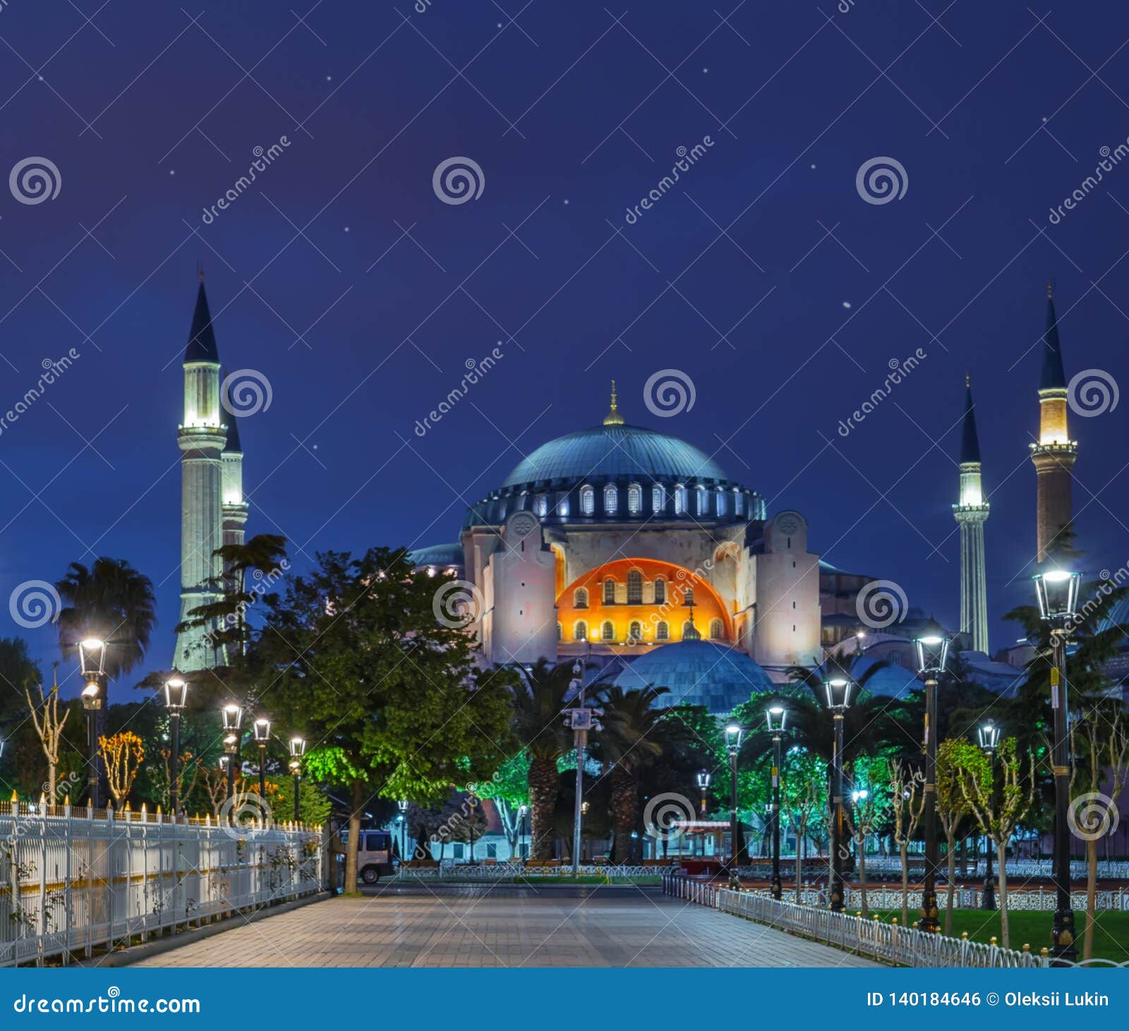 Pavement in Front of the Aya Sofia at Night Stock Photo - Image of ...