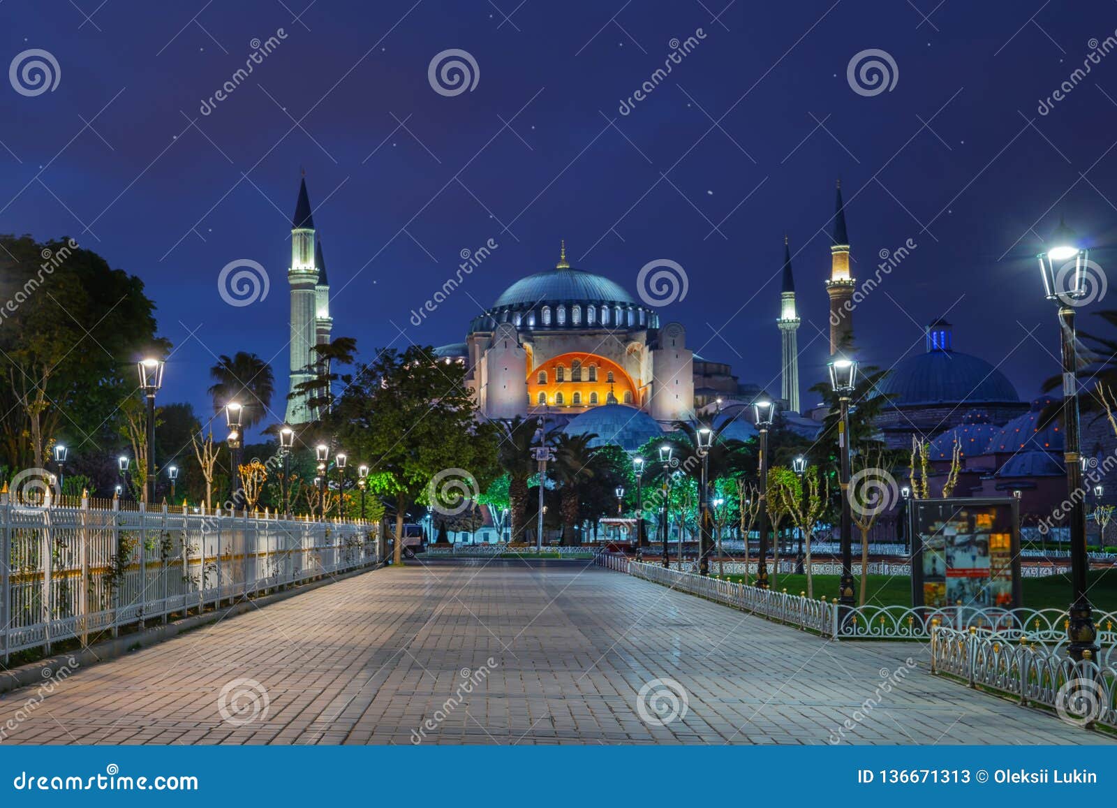 Pavement in Front of the Blue Mosque at Night Stock Image - Image of ...