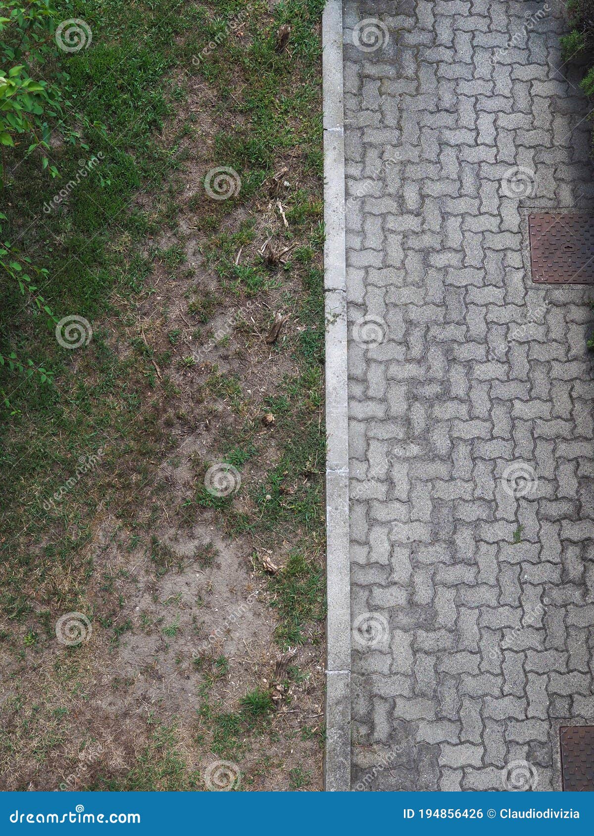 Pavement by the grass stock photo. Image of green, pedestrian - 194856426