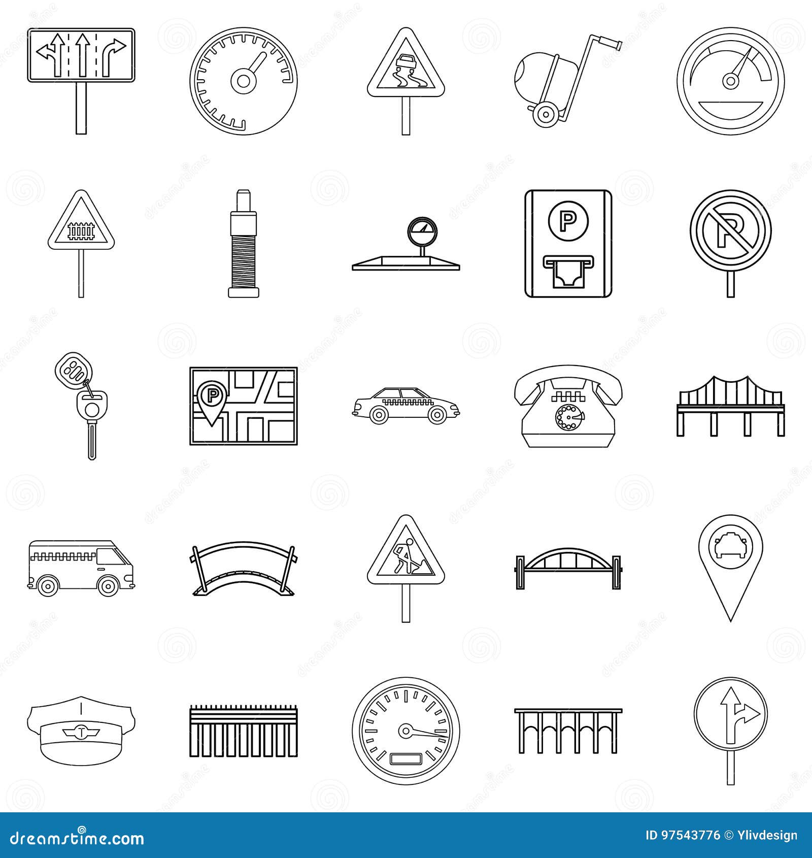 Pavement Icons Set, Outline Style Stock Vector - Illustration of ...