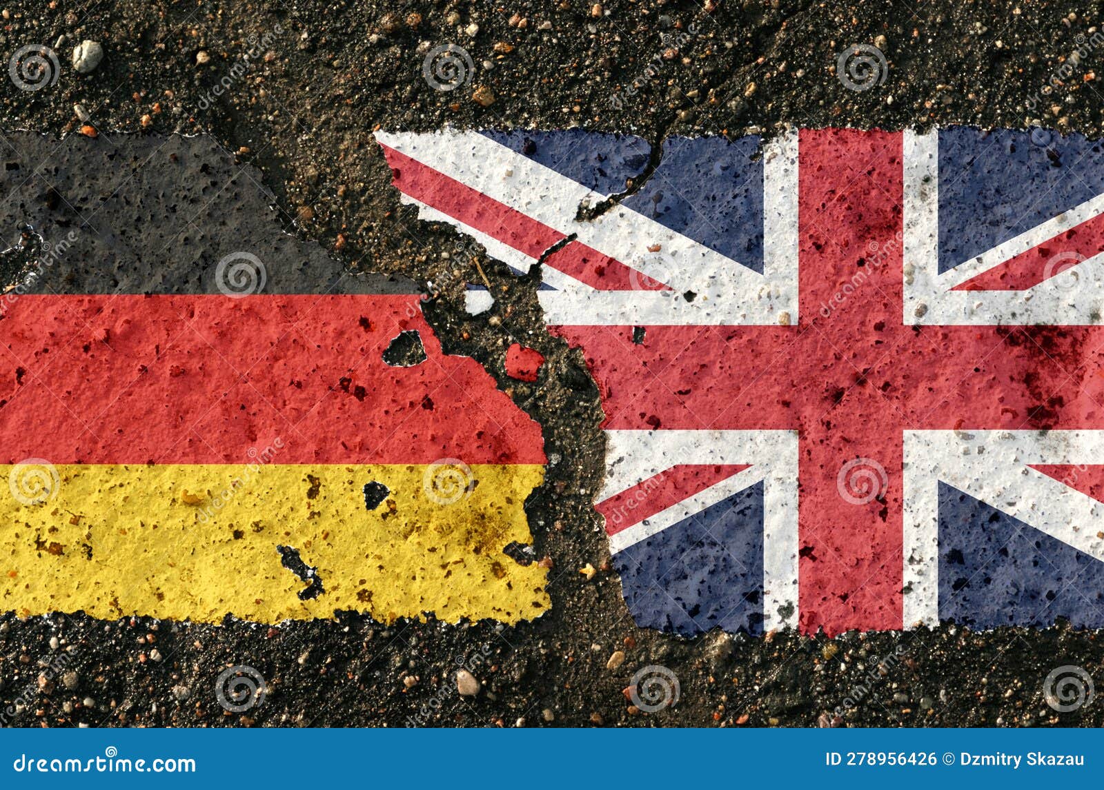 On the Pavement are Images of the Flags of Germany and Great Britain ...