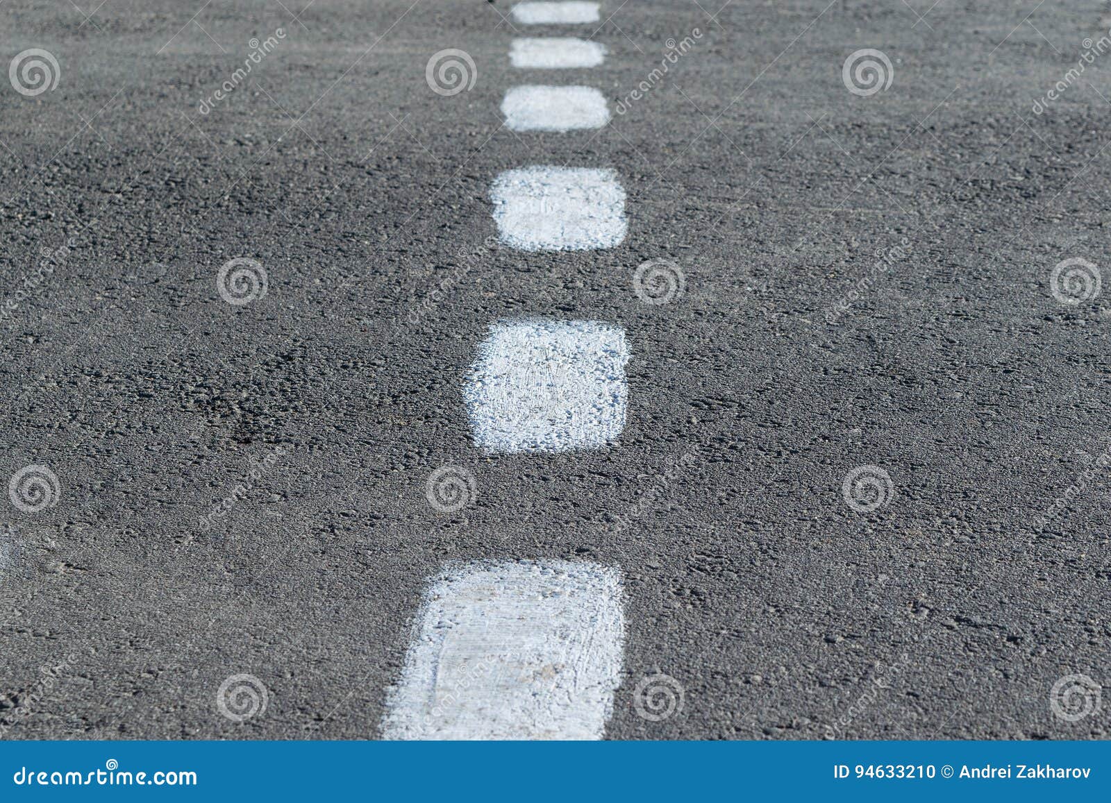 On the Pavement Marking. Rough Intermittent White Line. Stock Photo ...