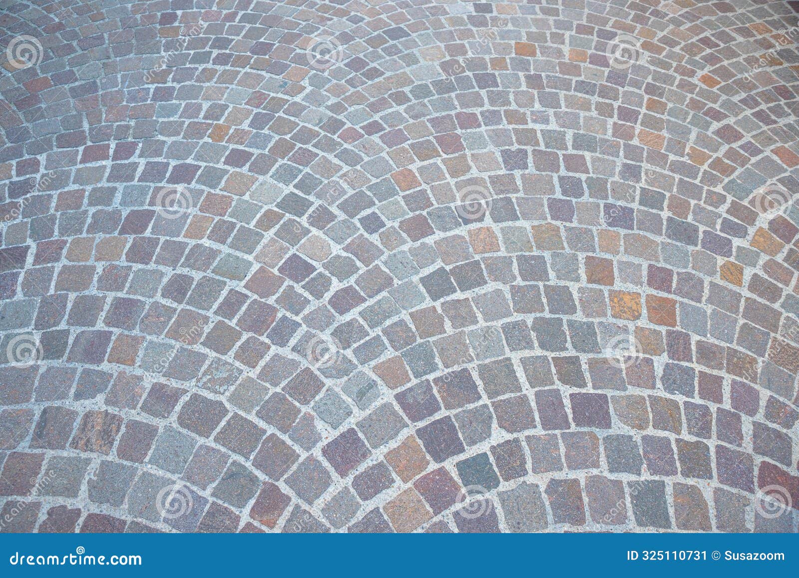 Pavement with Red Granite Cubes, in Bows. Architectural Background ...