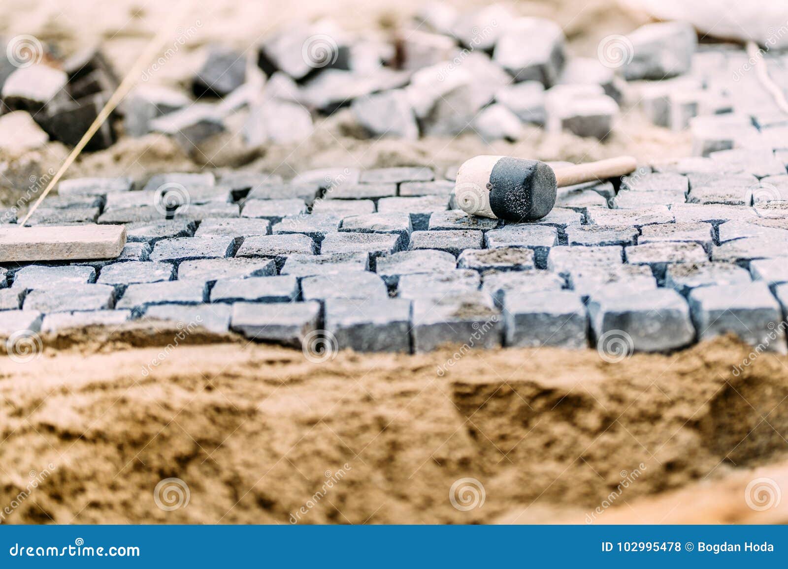 Pavement Rocks, Granite Cobblestone Blocks - Details of Path or ...
