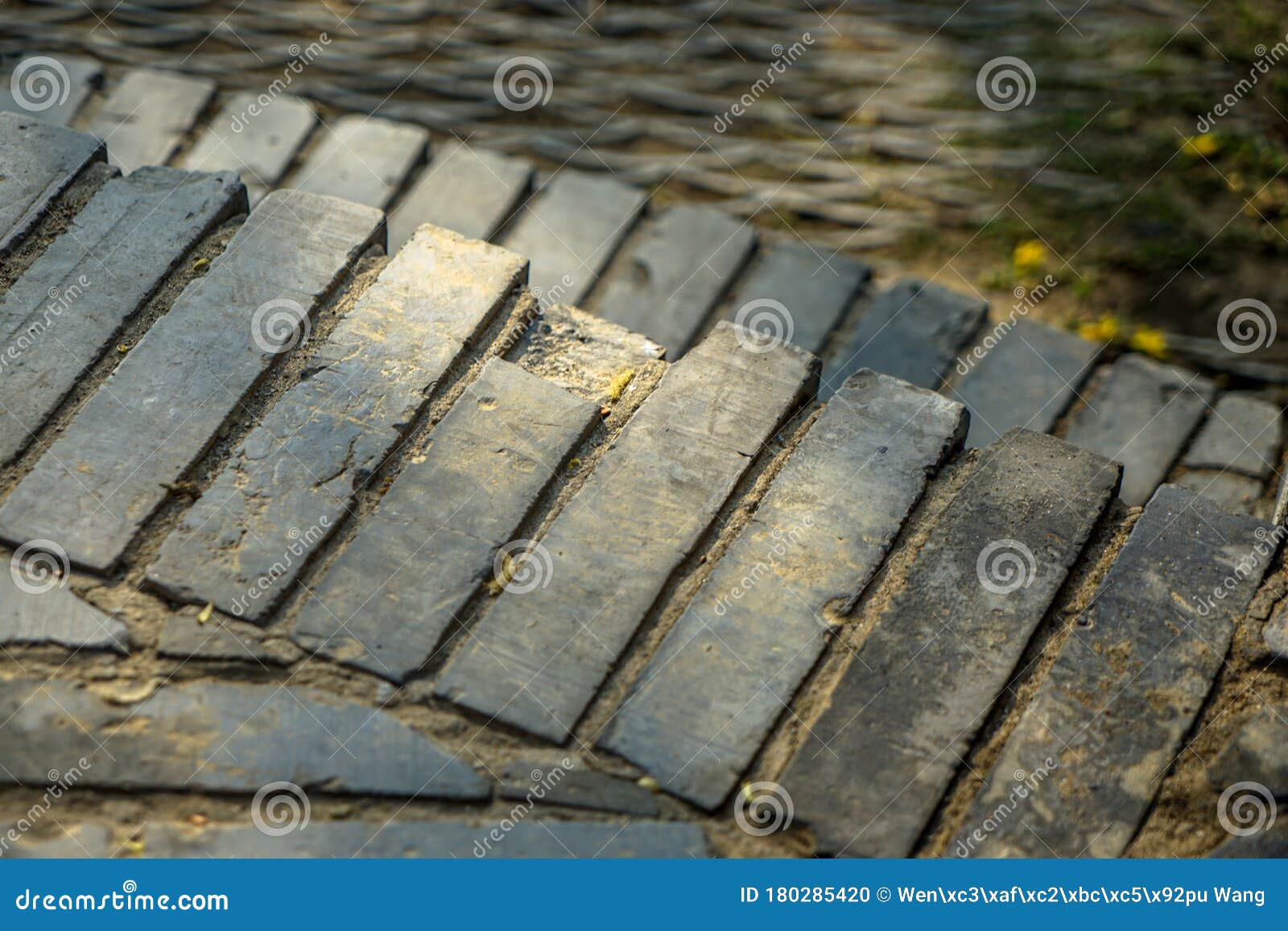 Brick Stepped Pavement in the Yard Stock Photo - Image of pattern ...