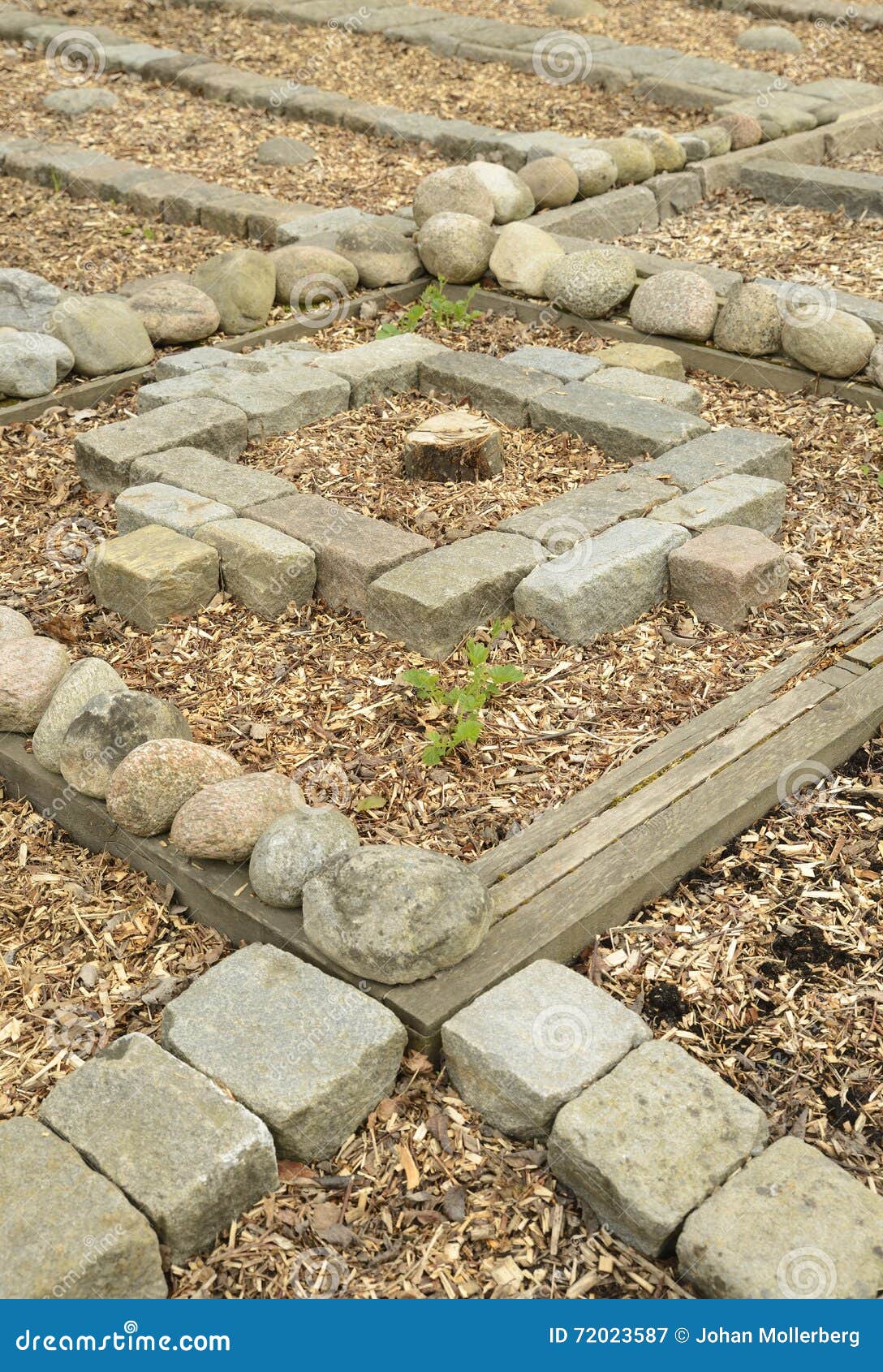 Pavement of Small Stones and Wood Chip Stock Image - Image of garden ...