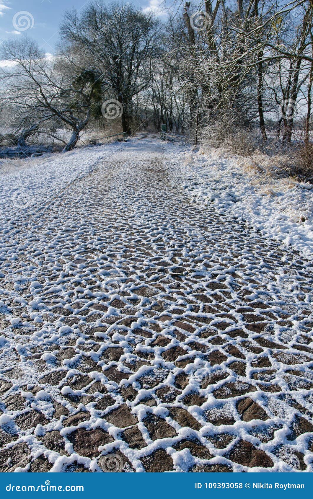 Pavement with Snow Pattern in Winter Stock Photo - Image of nature ...