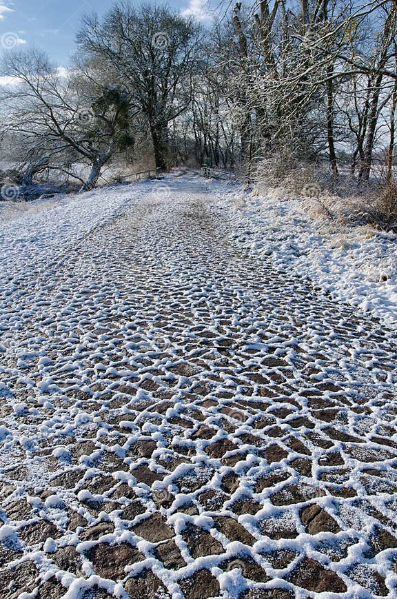 Pavement with Snow Pattern in Winter Stock Photo - Image of nature ...