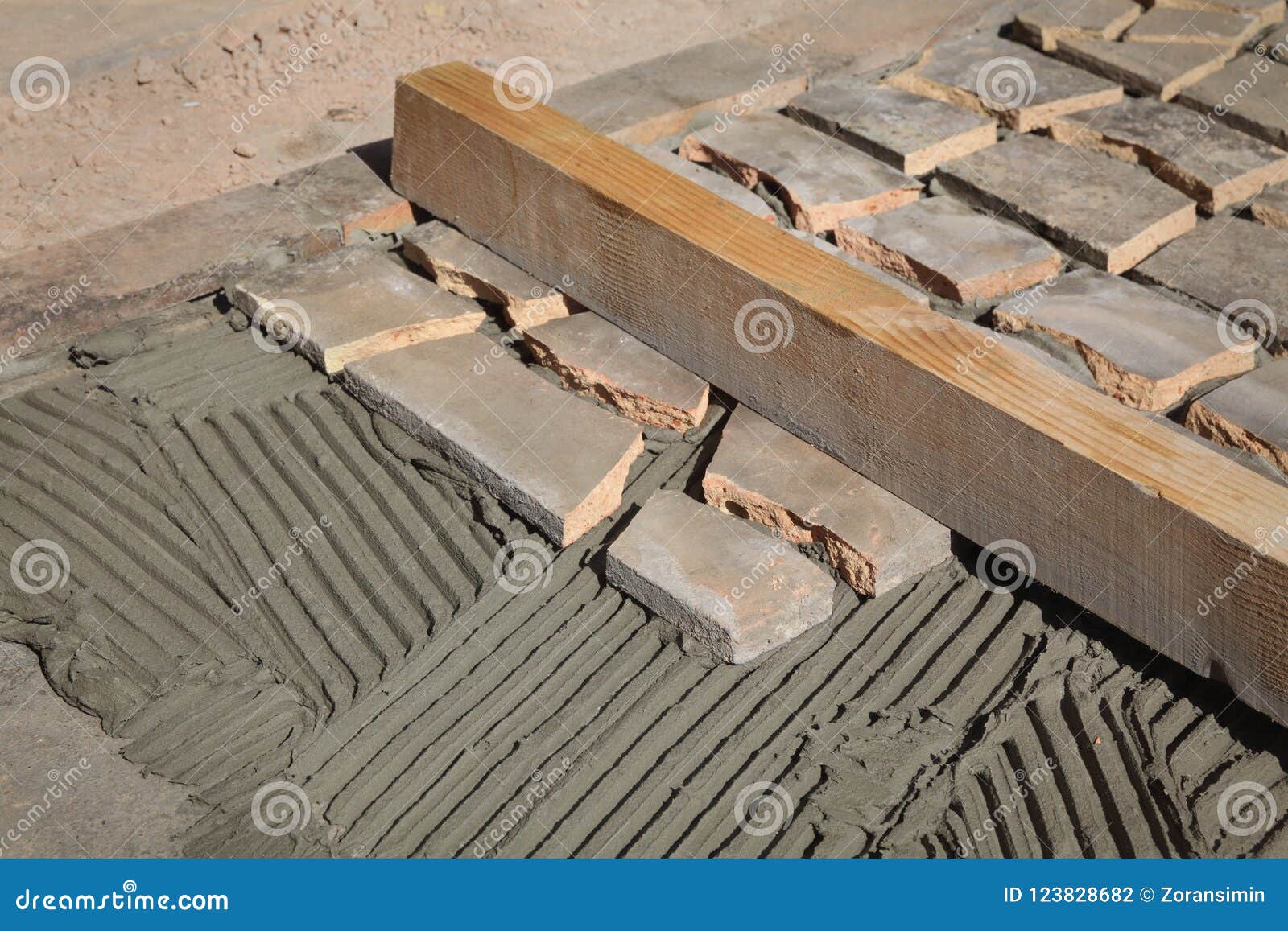 Pavement or Terrace Making, Using Recycling Materials Stock Photo ...