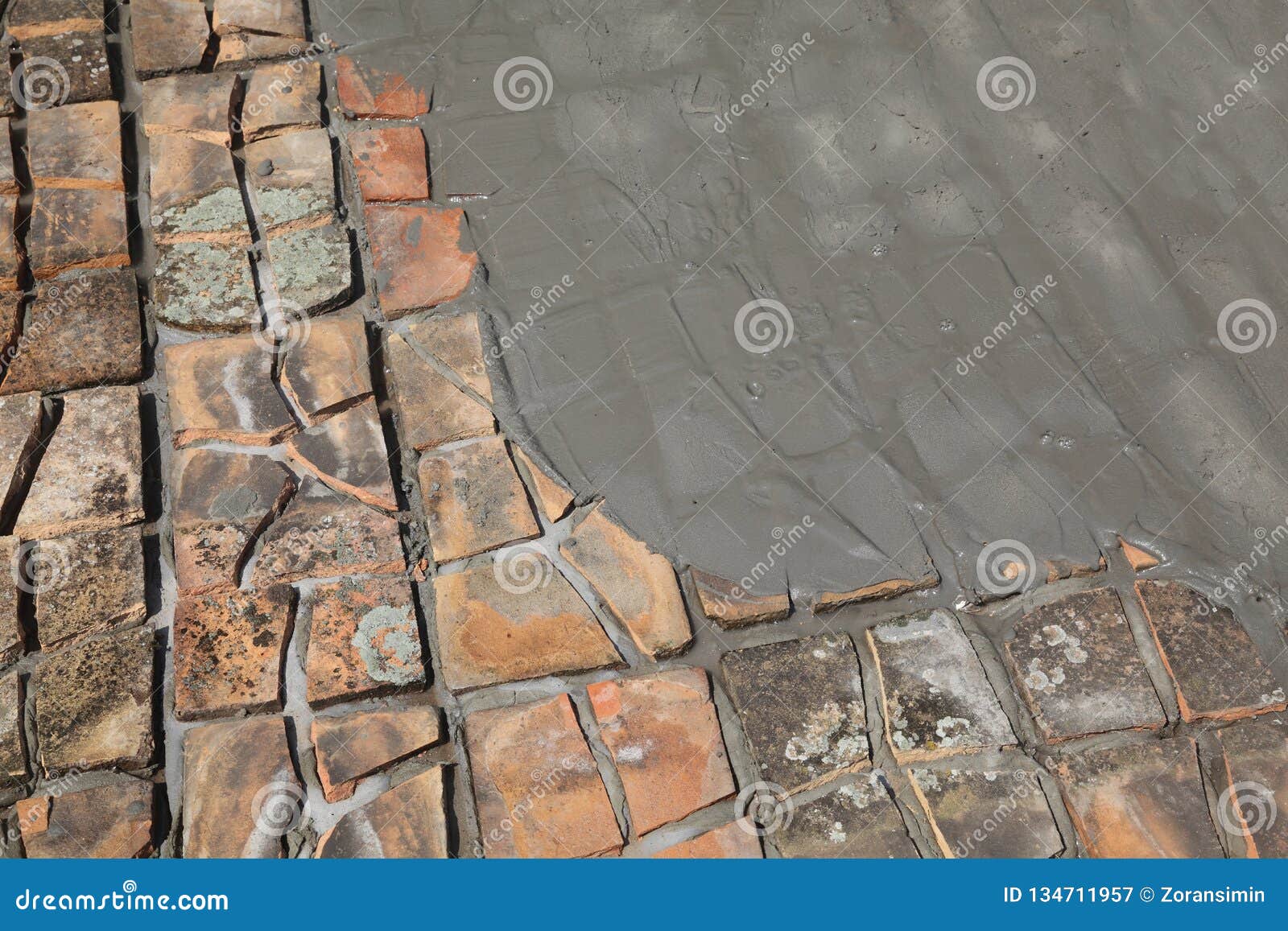 Pavement or Terrace Making, Using Recycling Materials Stock Image ...