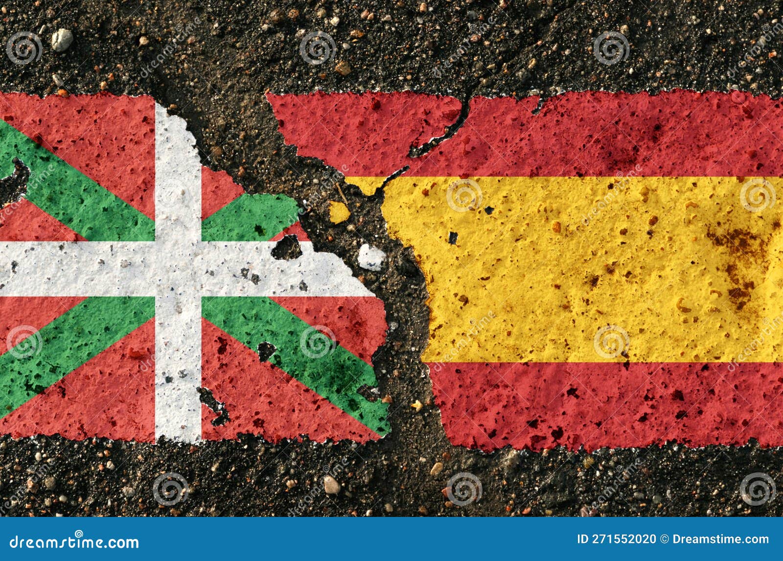 On the Pavement There are Images of the Flags of the Basque Country and ...
