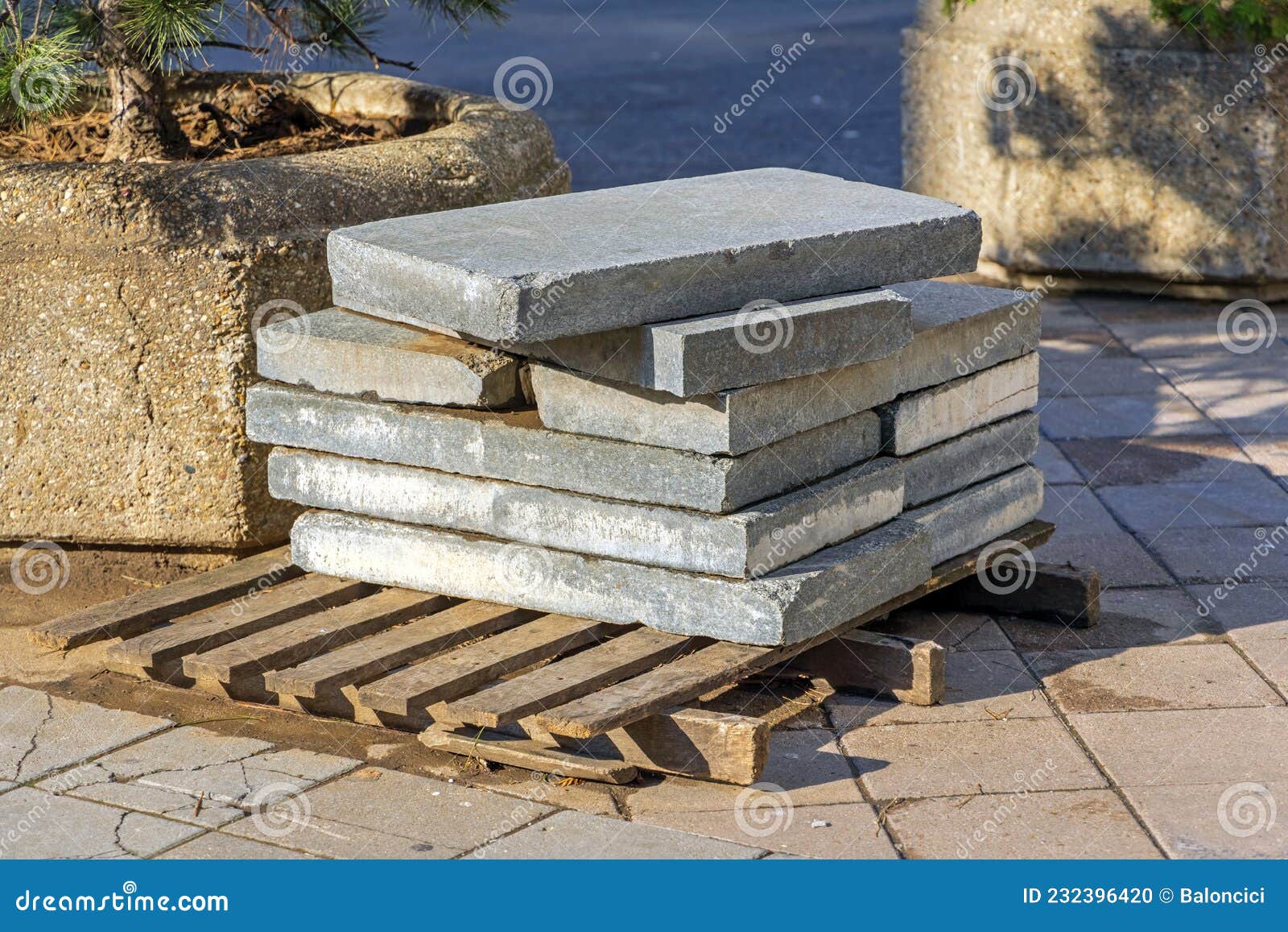Pavement Tiles Pallet stock photo. Image of 2021, europe - 232396420
