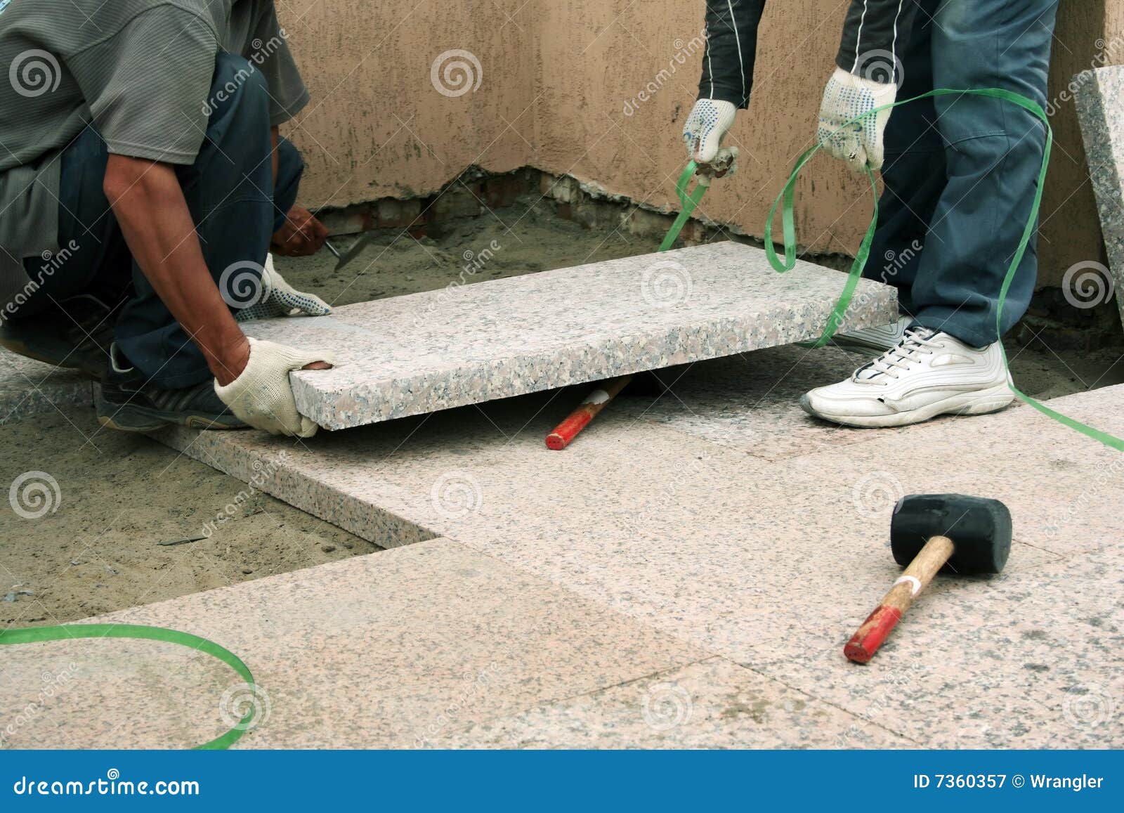 Pavement work. stock image. Image of rock, bricks, road - 7360357