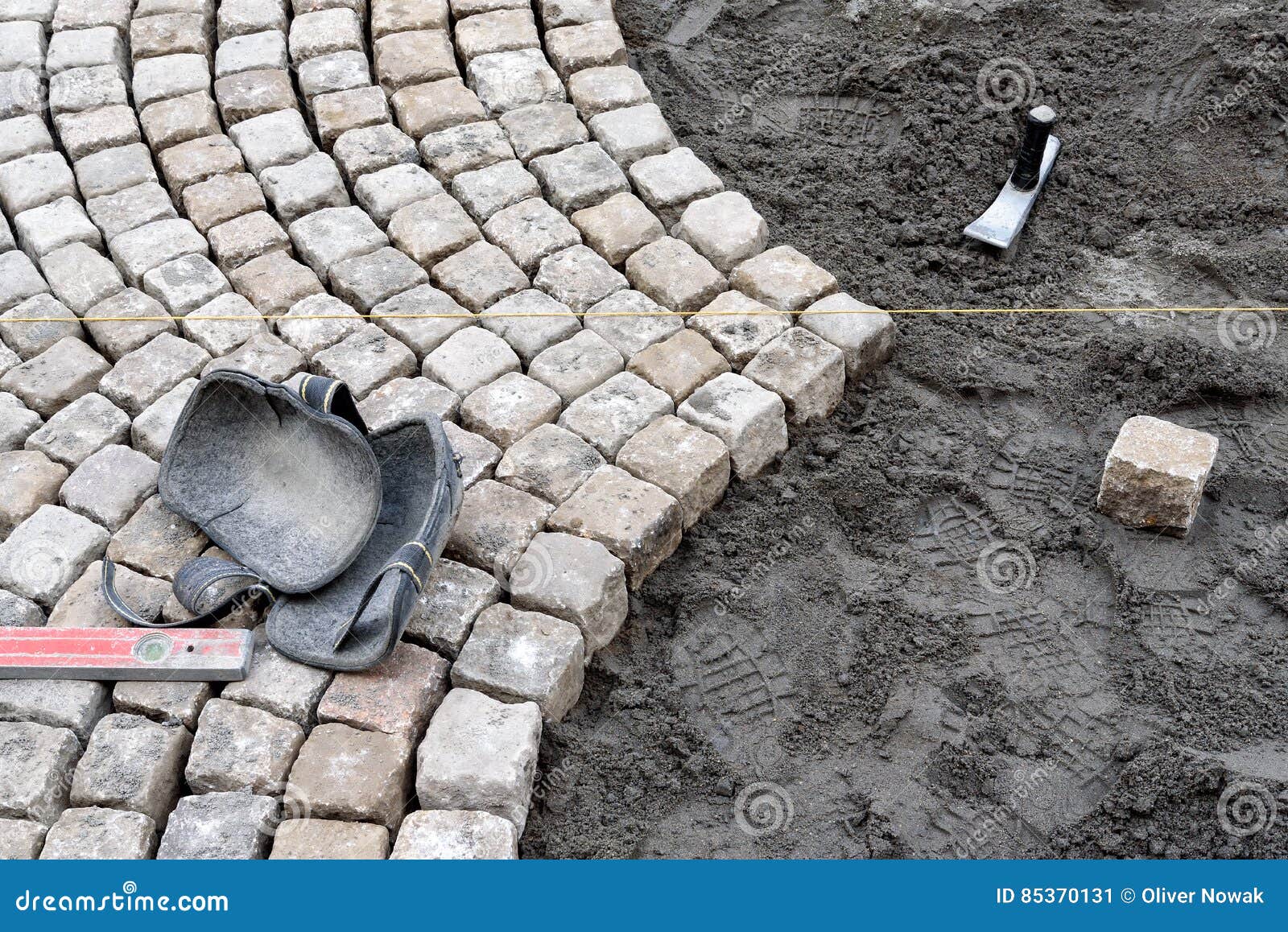 Pavement works stock image. Image of labor, cobblestone - 85370131
