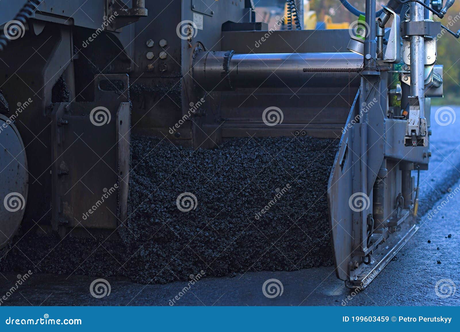 Paver finisher stock image. Image of pavement, transportation - 199603459