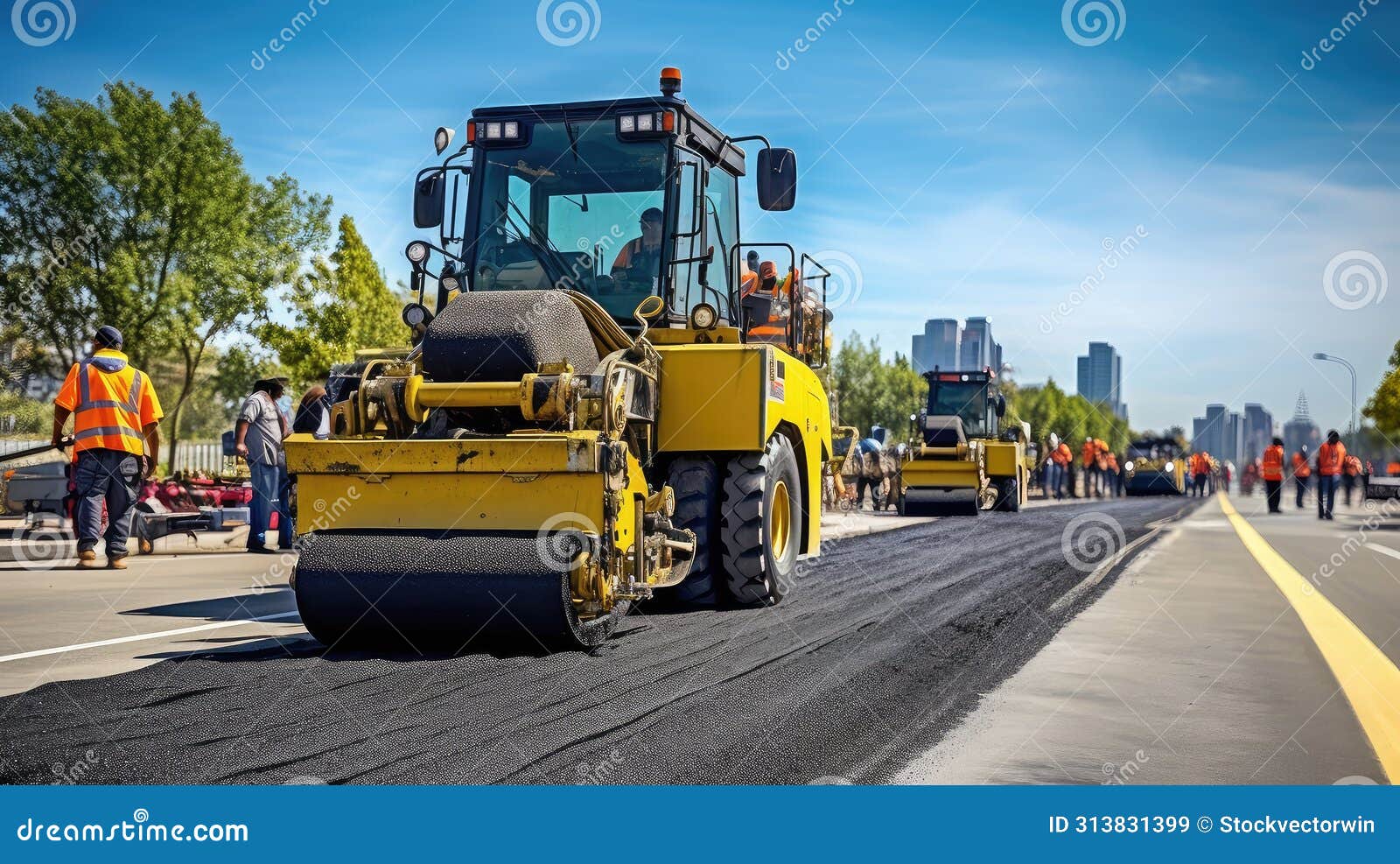 Paver paving equipment stock illustration. Illustration of roadworks ...