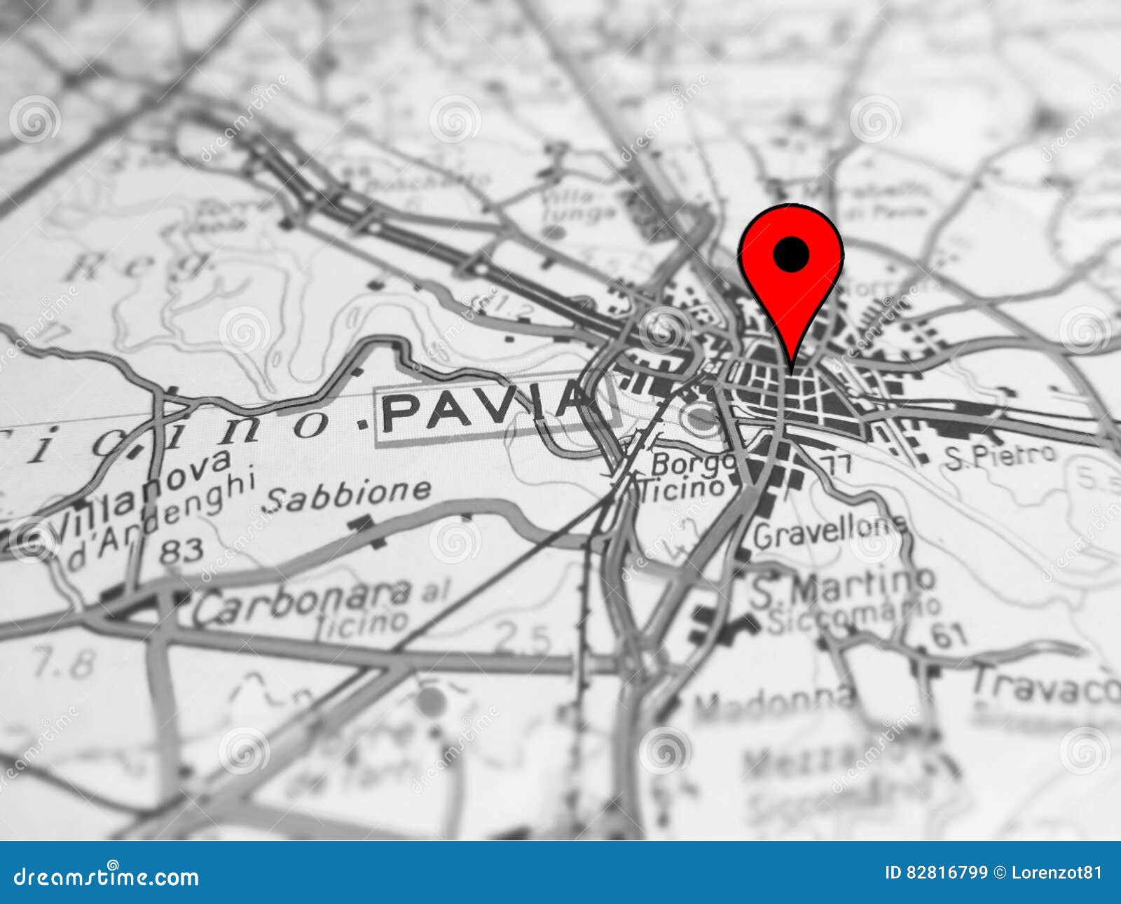 Pavia City Over a Road Map ITALY Stock Image - Image of city, italy ...