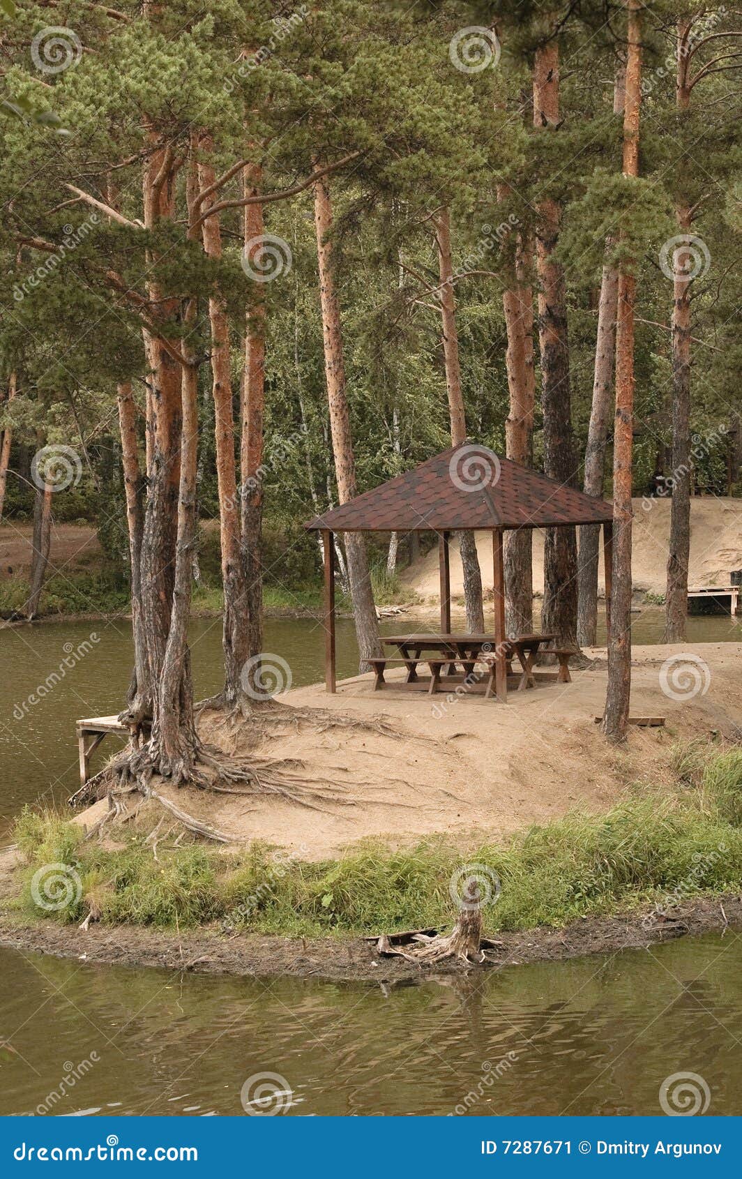 Pavilion stock image. Image of landscape, river, table - 7287671