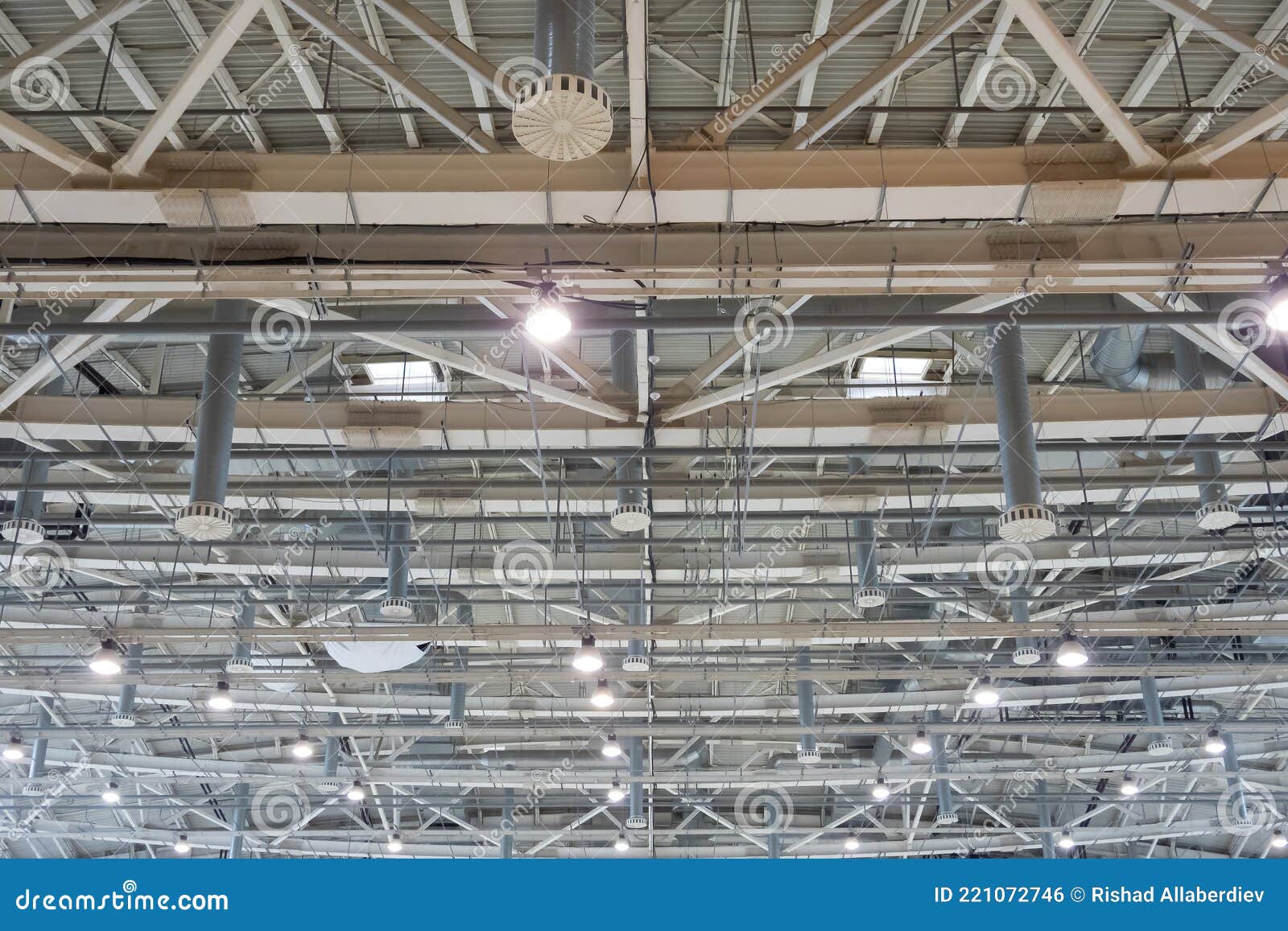 Pavilion Ceiling with Lights on, Inside the Building Stock Photo ...