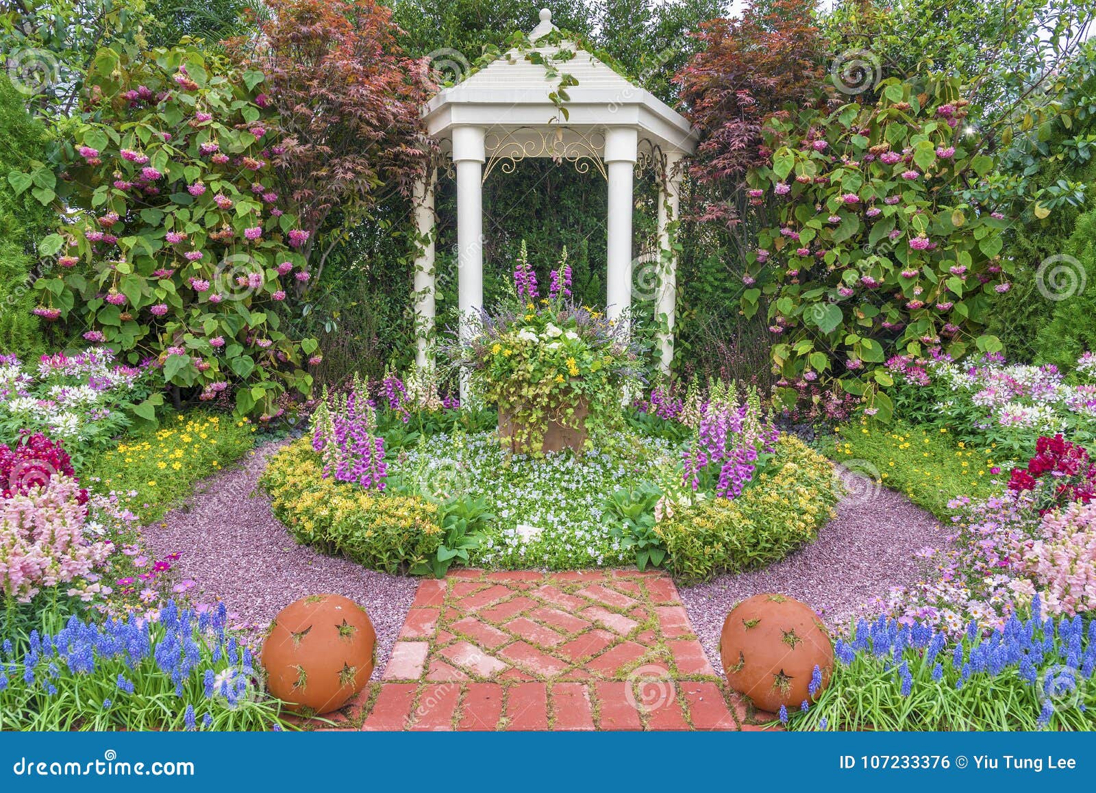 Pavilion in flower garden stock photo. Image of outdoor - 107233376