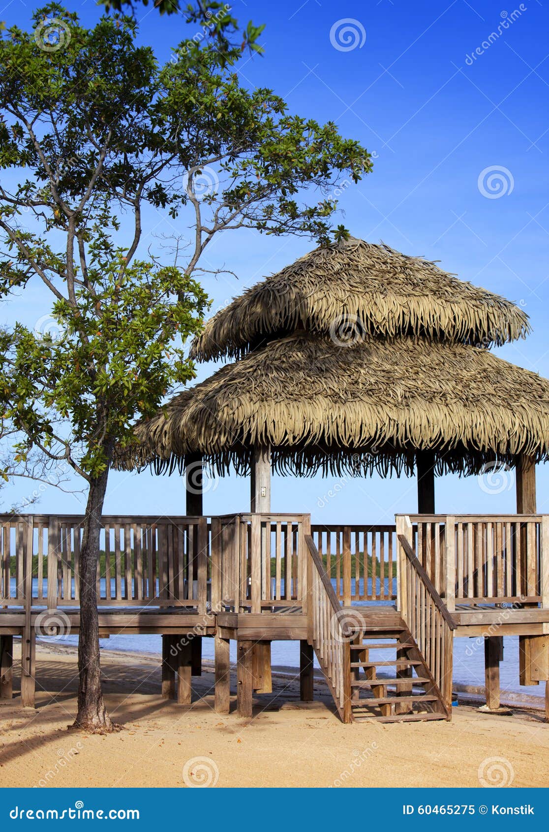 Pavilion in Natural Style on a Beach Stock Image - Image of natural ...
