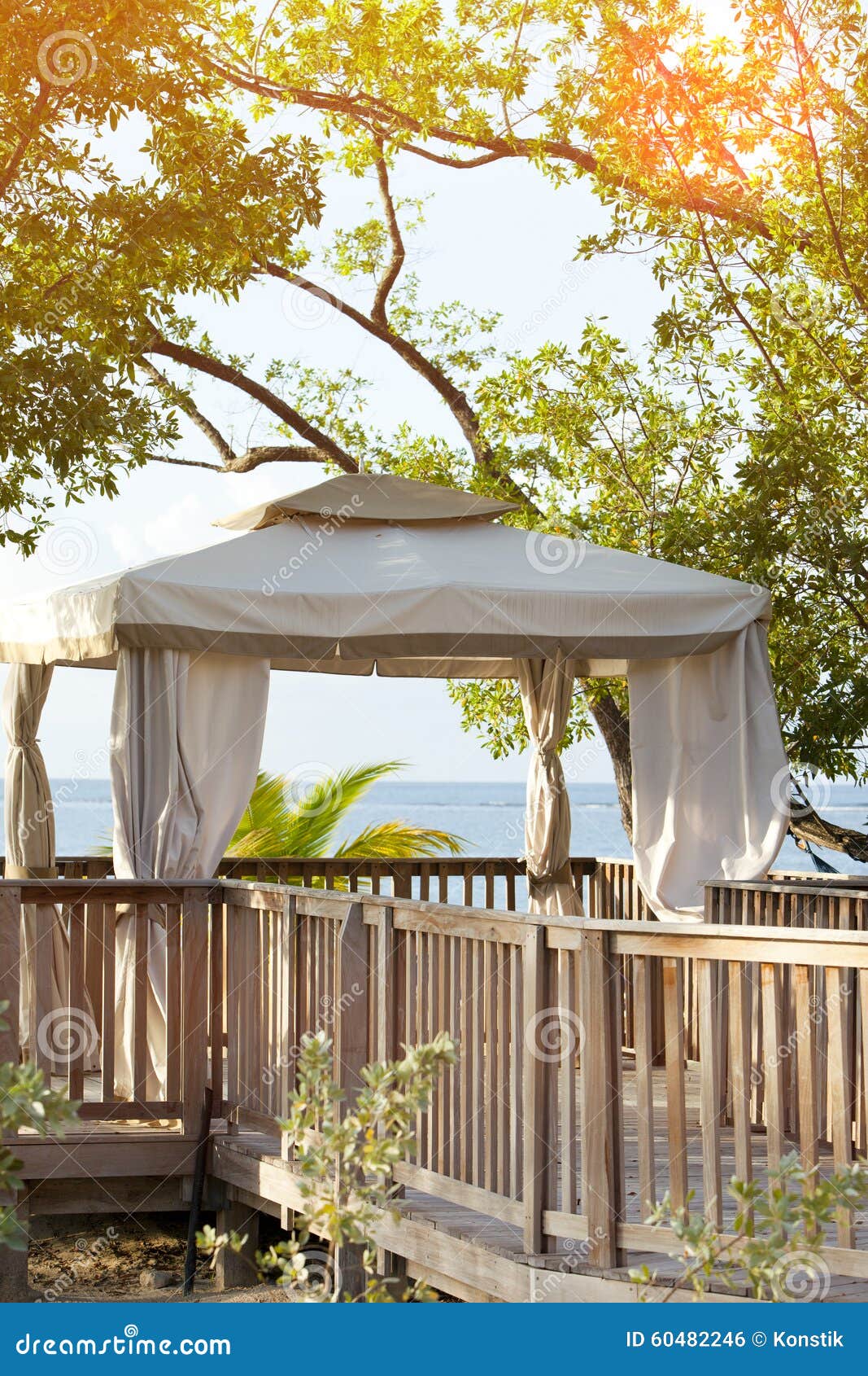 Pavilion in Natural Style on a Beach Stock Photo - Image of morning ...