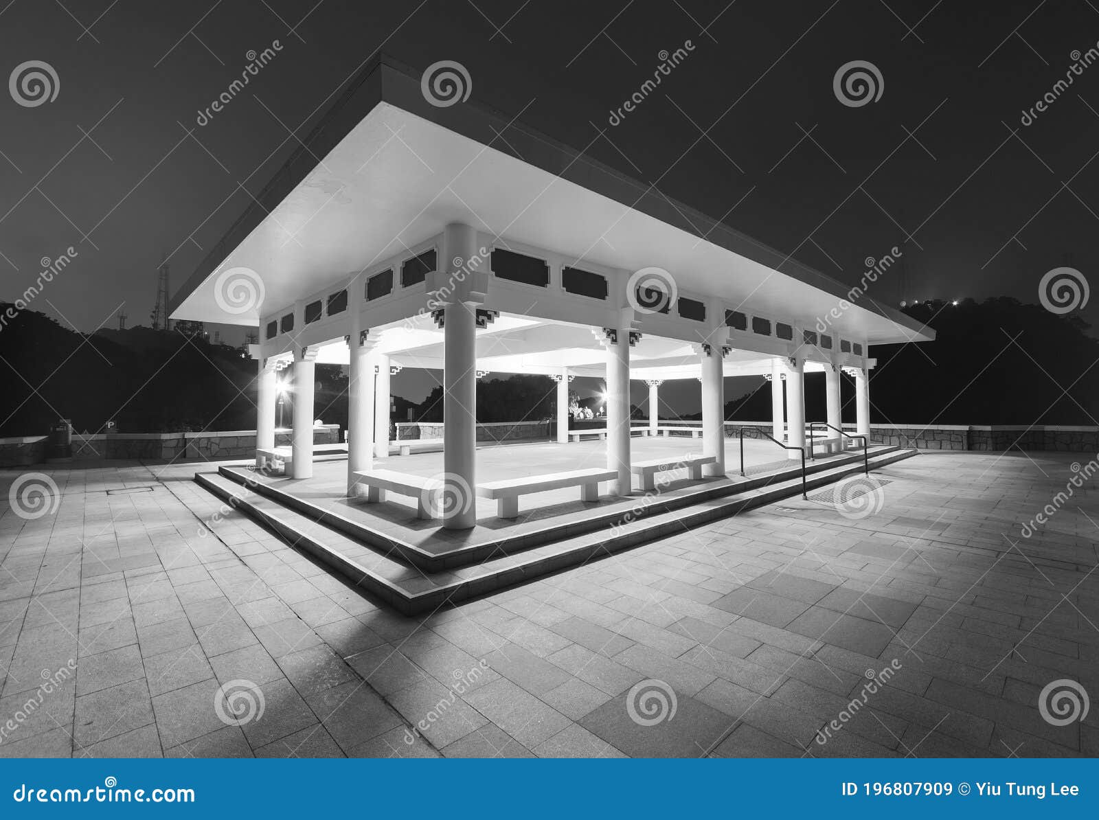Pavilion in park at night stock image. Image of outdoors - 196807909